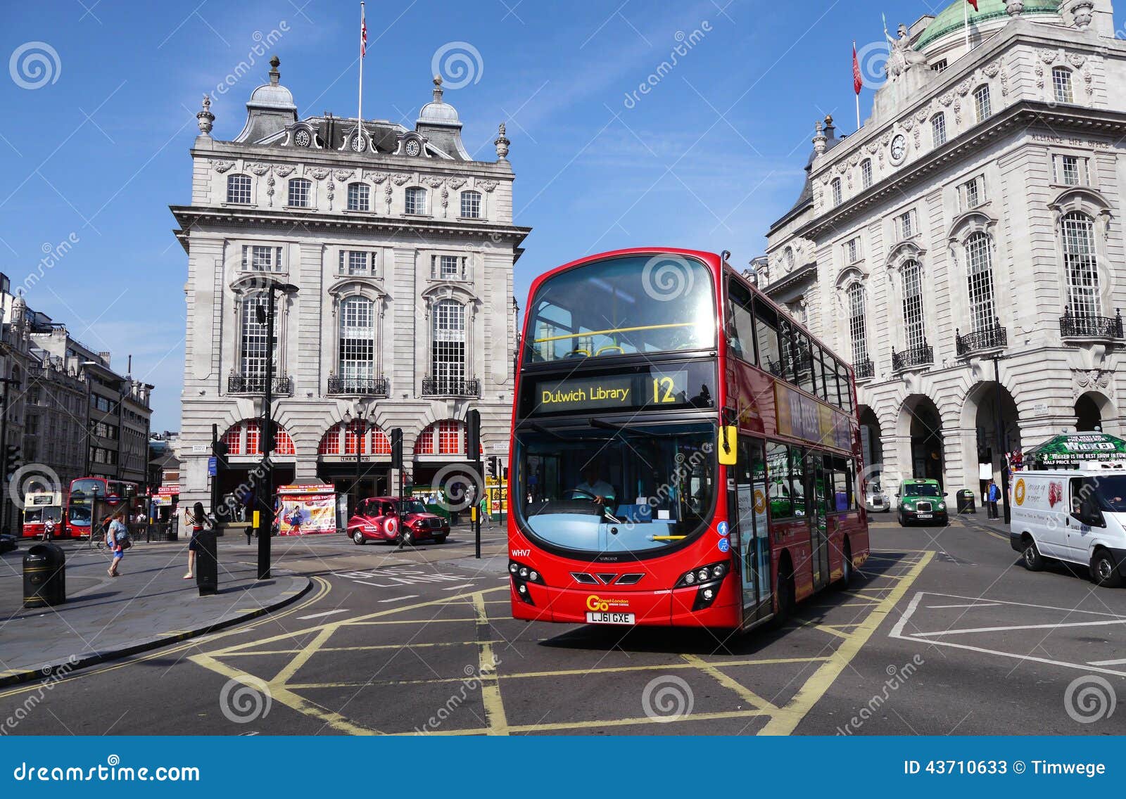 Big Red Bus in Downtown London Editorial Stock Photo - Image of street ...
