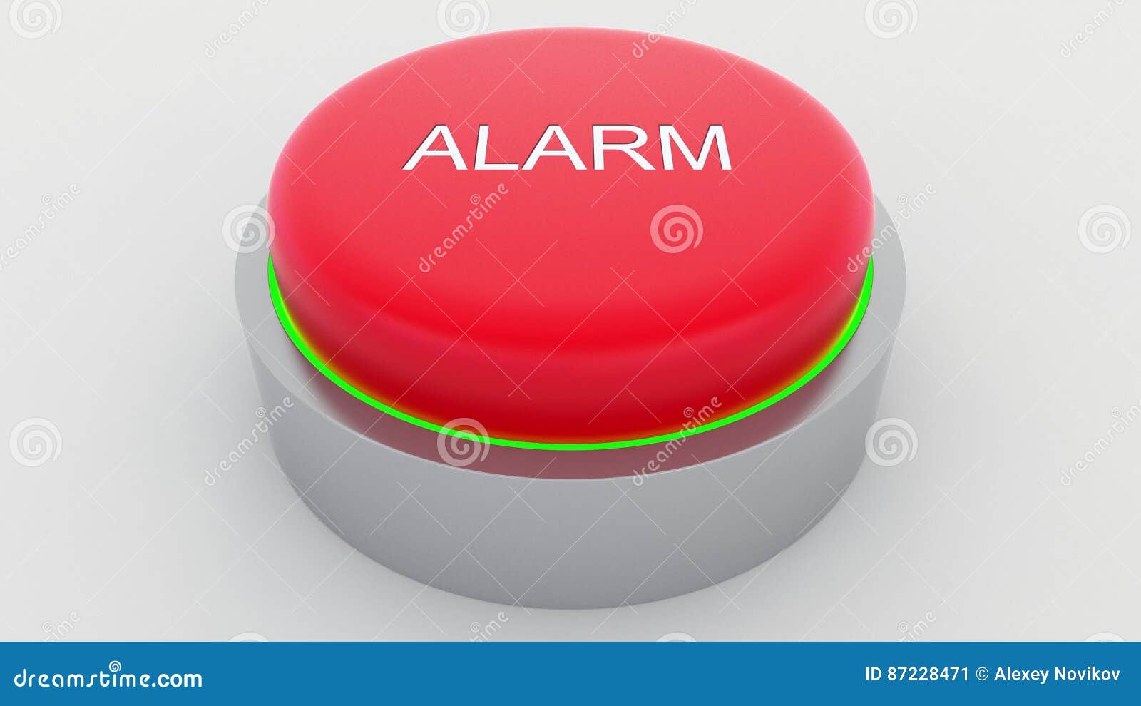 Big Red Button with Alarm Inscription Being Pushed. Conceptual 3D ...