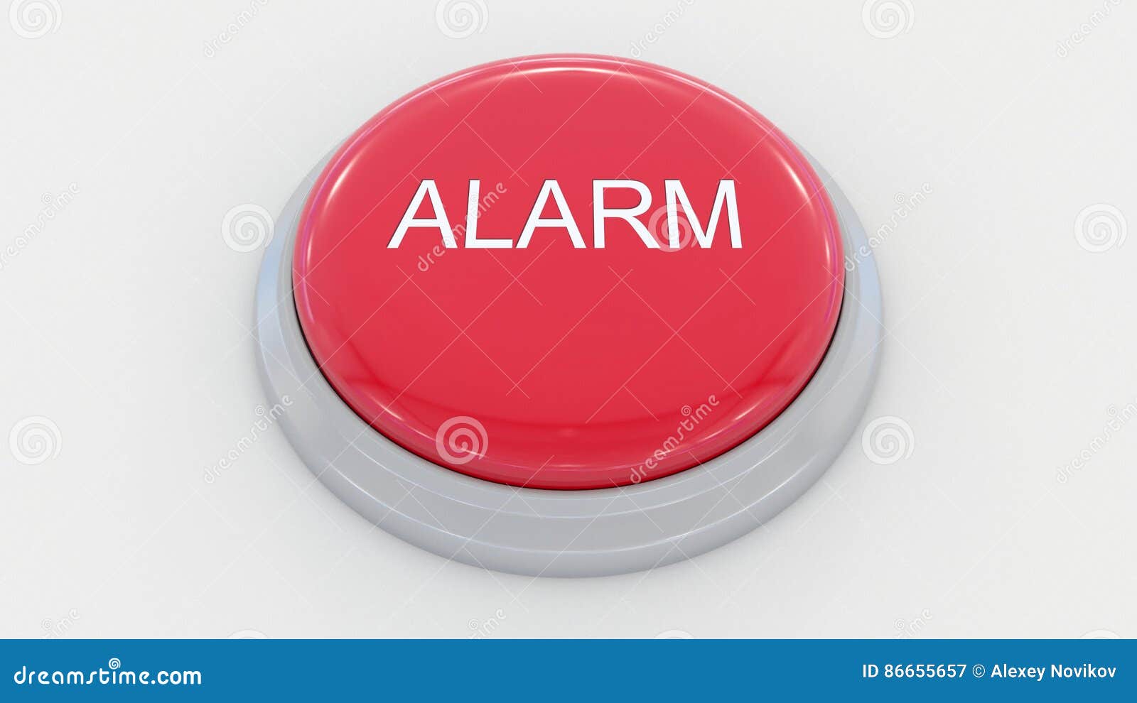 Big Red Button with Alarm Inscription. Conceptual 3D Rendering Stock ...
