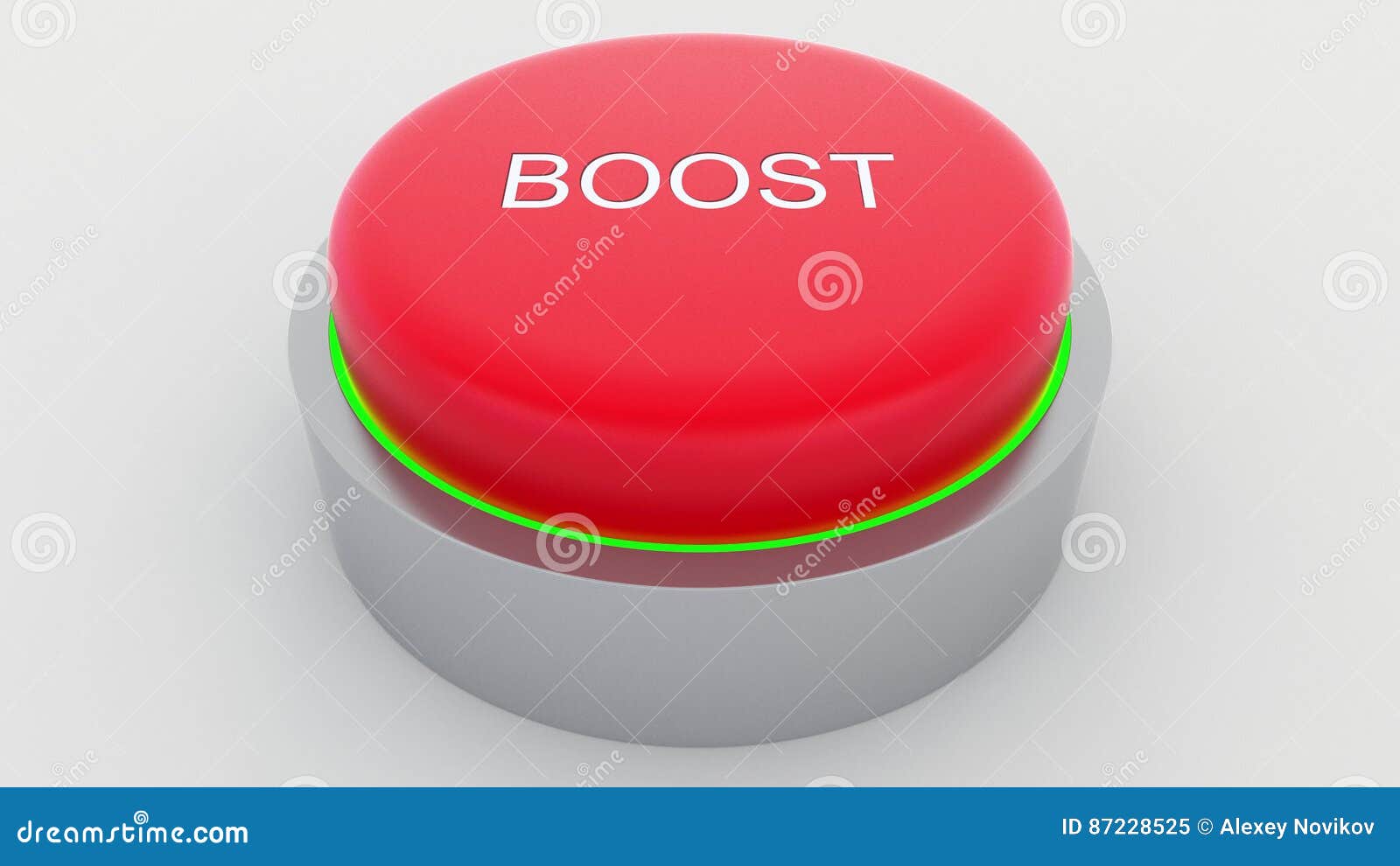 Big Red Button with Boost Inscription Being Pushed. Conceptual 3D ...