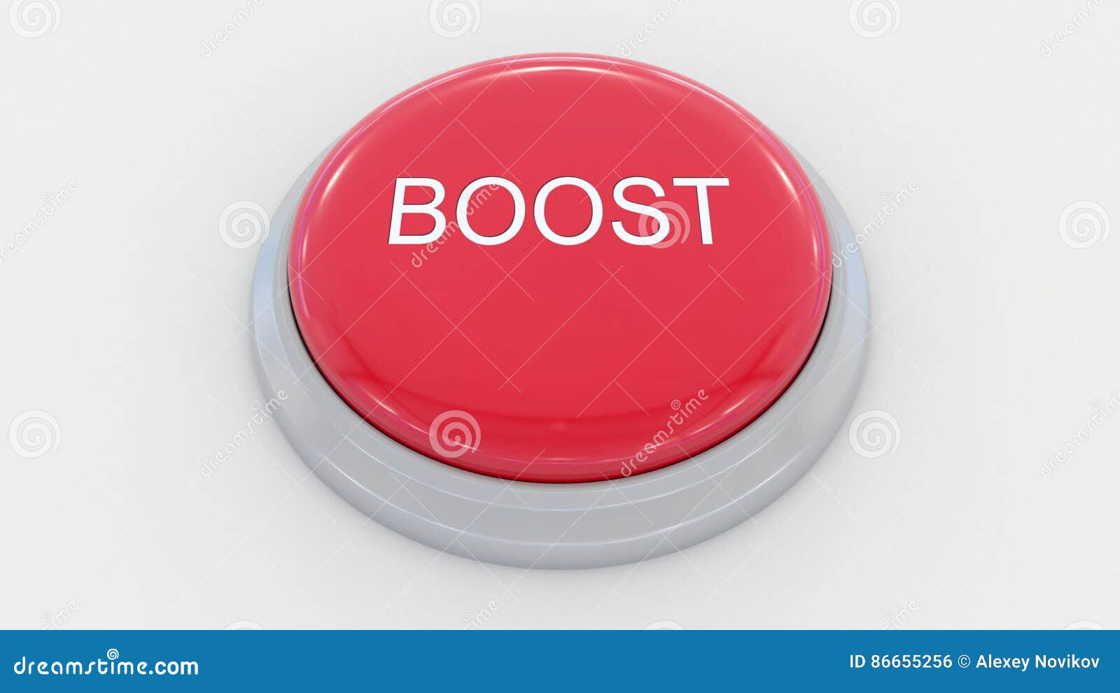 Big Red Button with Boost Inscription. Conceptual 3D Rendering Stock ...