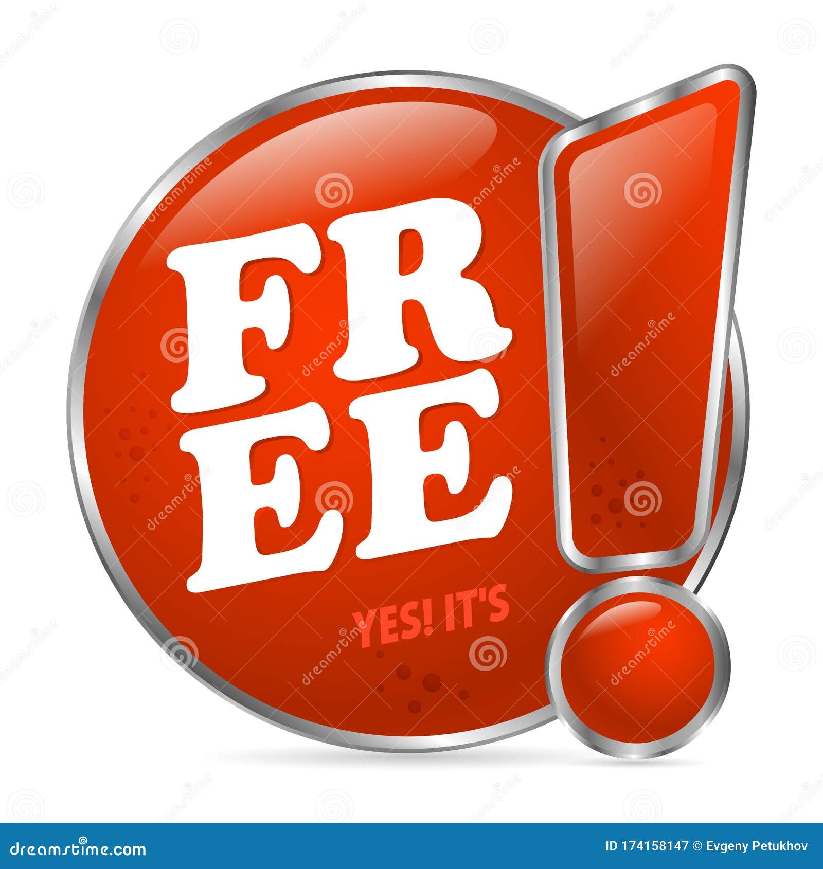 Big Red Button and Its Free. Sticker on the Door Stock Vector ...