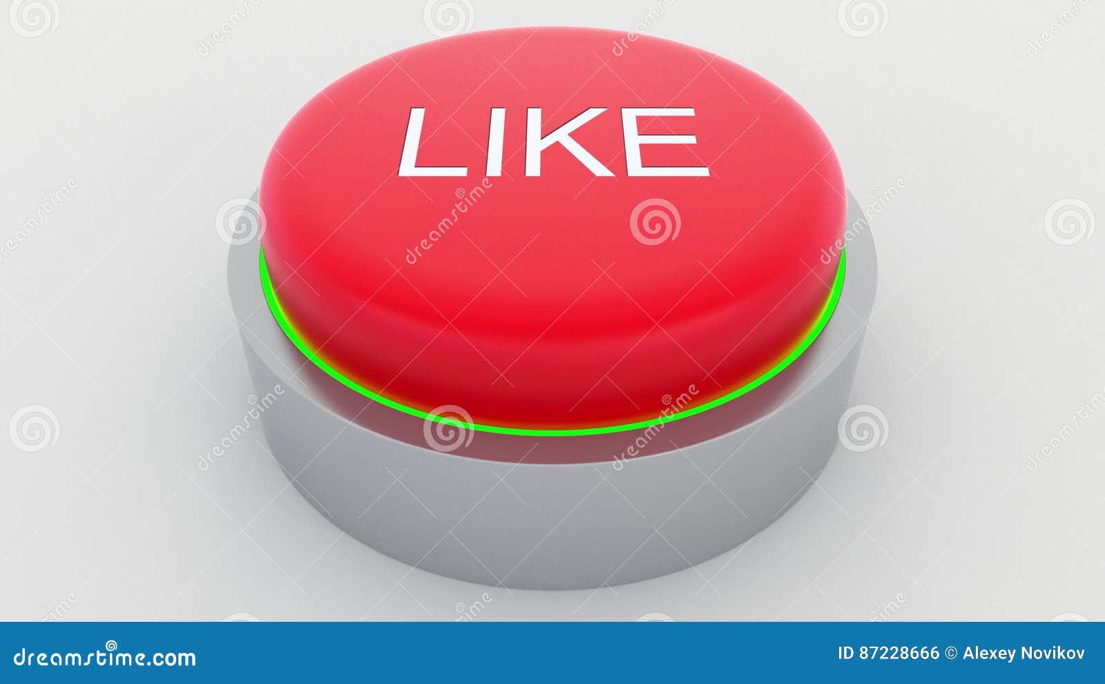 Big Red Button with Like Inscription Being Pushed. Conceptual 3D ...