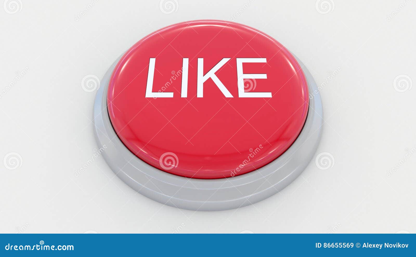 Big Red Button with Like Inscription. Conceptual 3D Rendering Stock ...