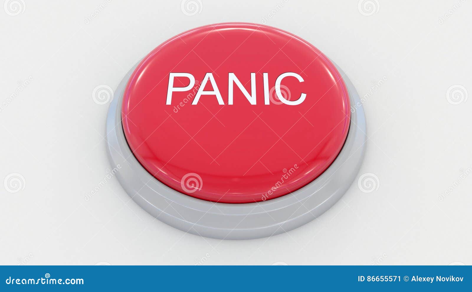Big Red Button with Panic Inscription. Conceptual 3D Rendering Stock ...