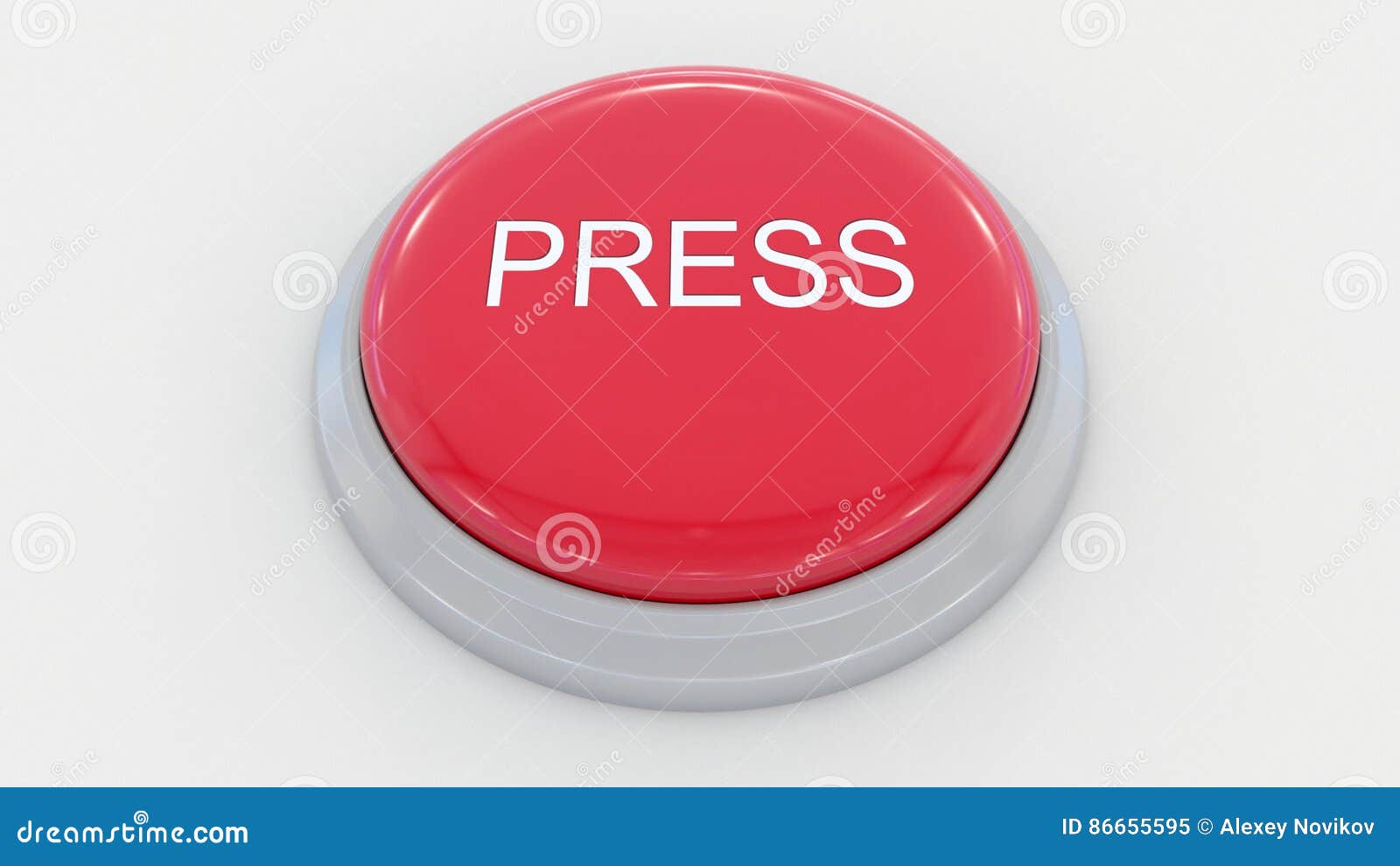 Big Red Button with Press Inscription. Conceptual 3D Rendering Stock ...