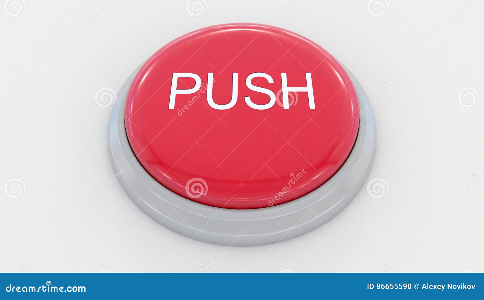 Big Red Button with Push Inscription. Conceptual 3D Rendering Stock ...