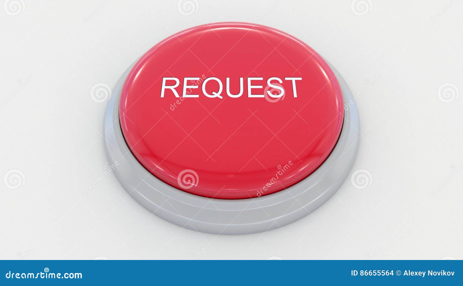 Big Red Button with Request Inscription. Conceptual 3D Rendering Stock ...