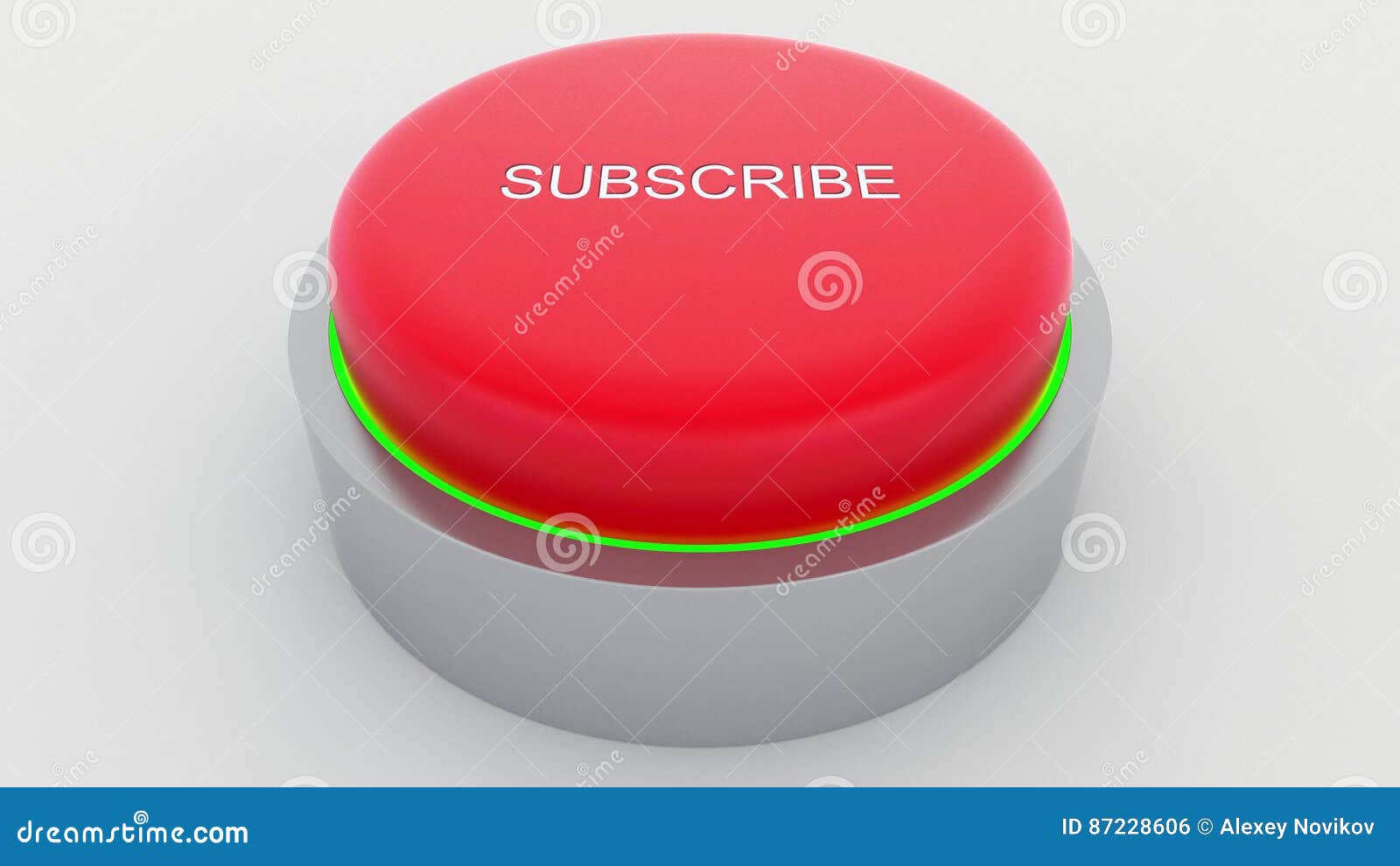 Big Red Button with Subscribe Inscription Being Pushed. Conceptual 3D ...