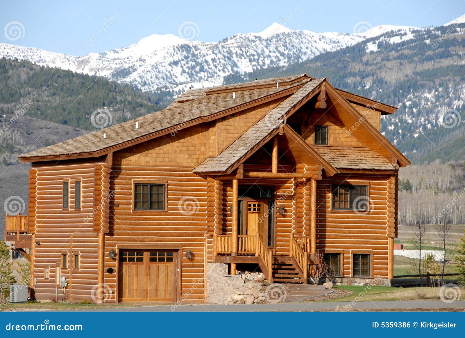 Big Red Cabin in the Mountains Stock Photo - Image of construction ...