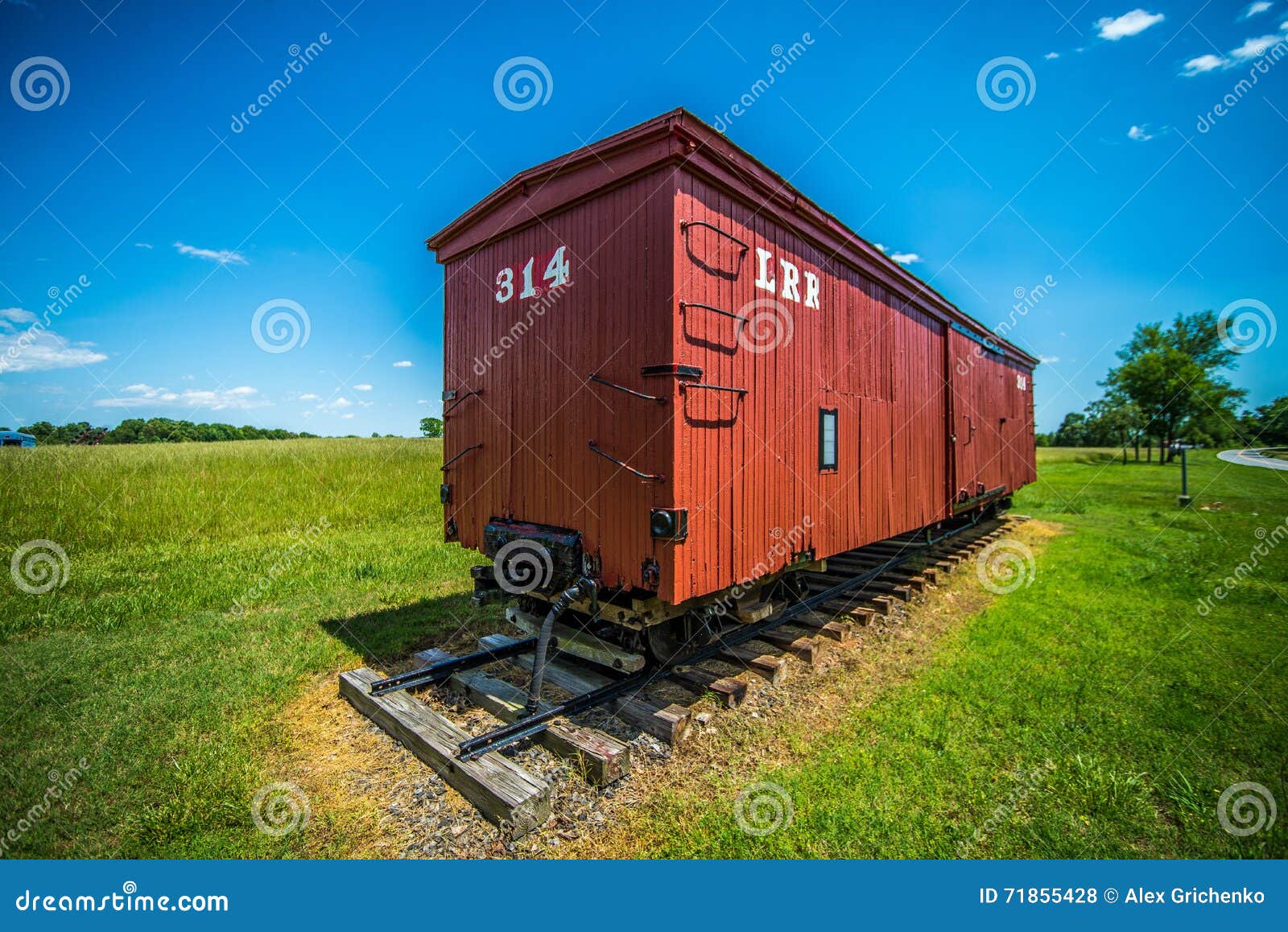Big red caboose wagon stock photo. Image of train, countryside - 71855428