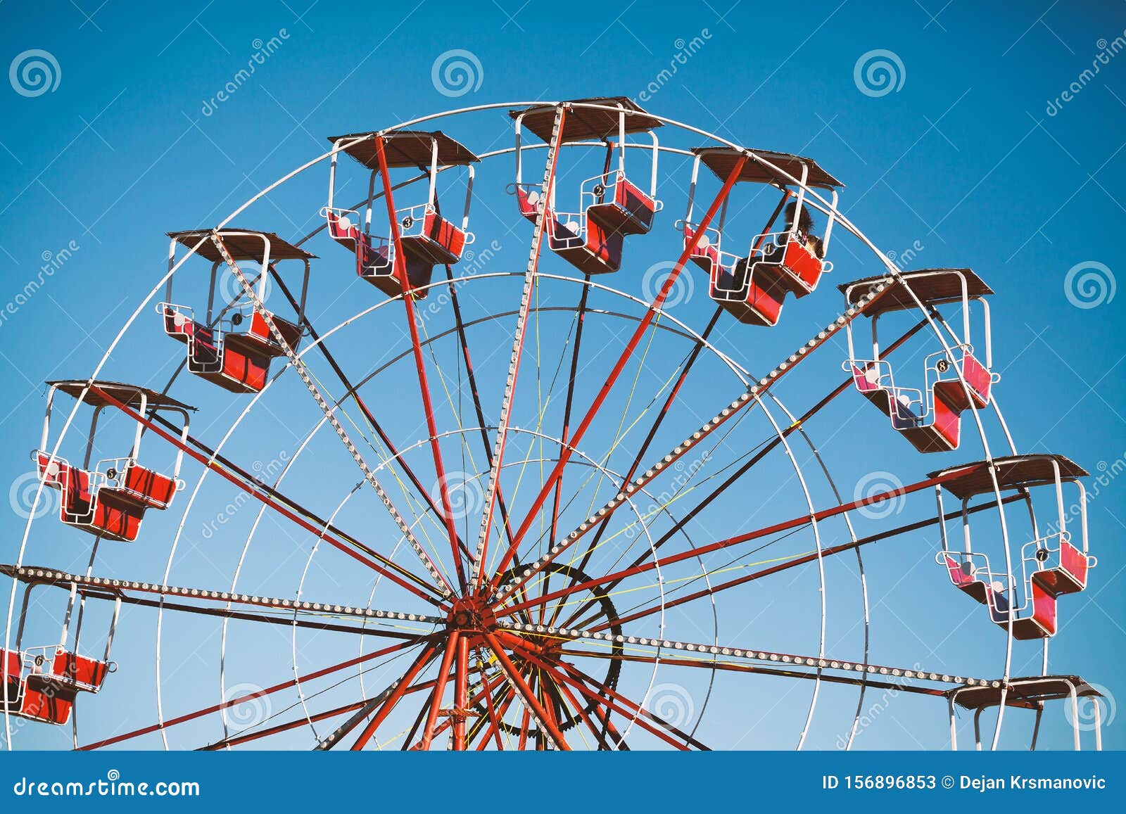 Big Red Carousel stock image. Image of retro, circle - 156896853