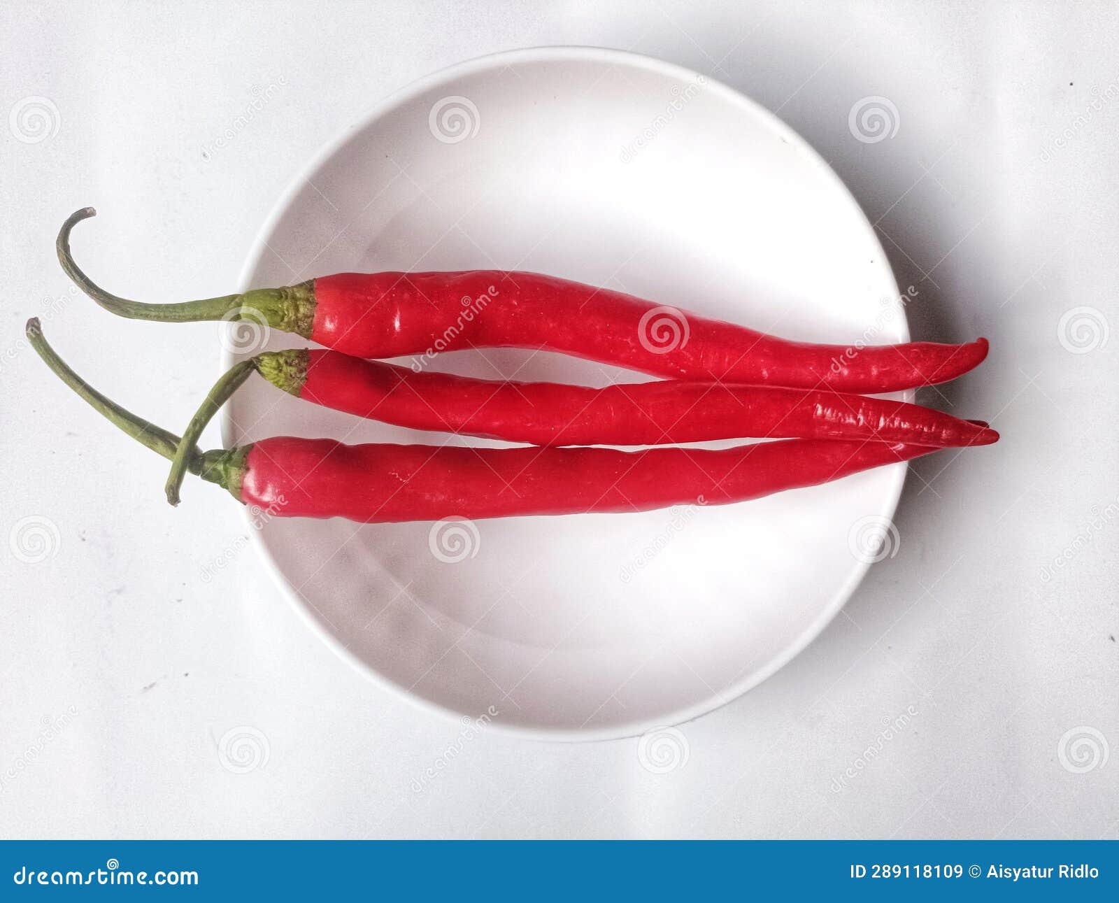 Big Red Chilli on the White Plate Isolated in White Stock Image - Image ...
