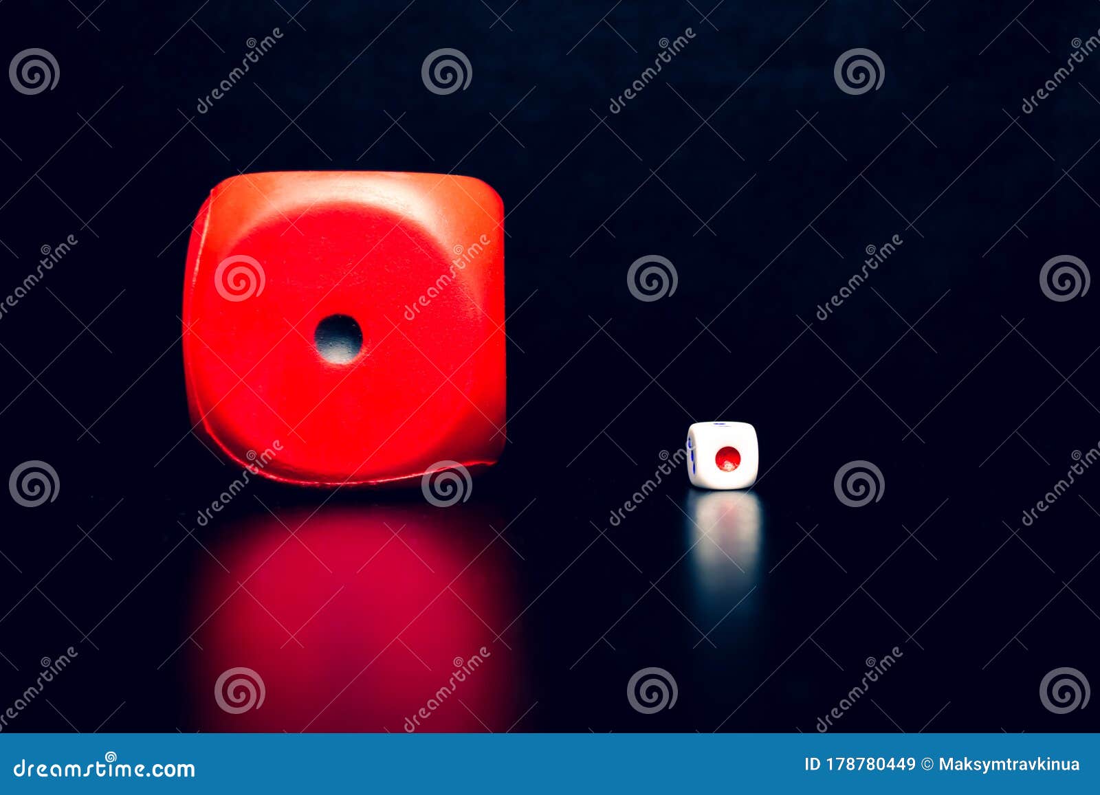 Big Red Dice Next To a Small White Dice Stock Image - Image of casino ...