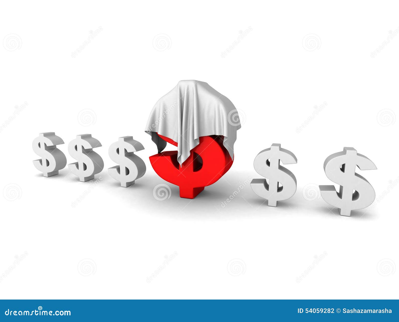 Big Red Different Dollar Currency Symbol Under White Cloth Stock ...