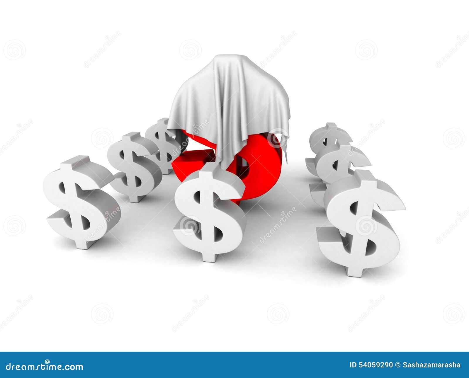 Big Red Different Dollar Currency Symbol Under White Cloth Stock ...
