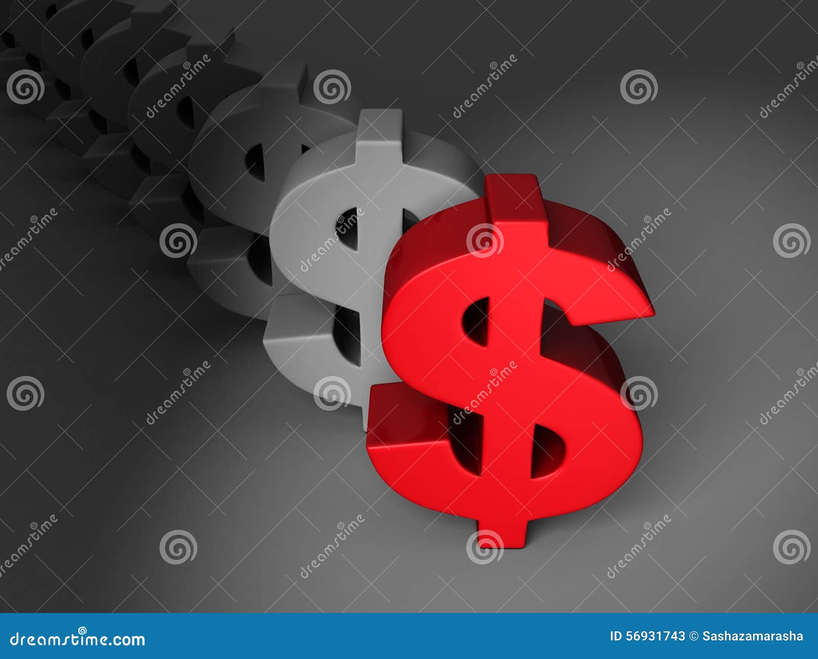 Big Red Dollar Currency Sign in the Dark Stock Illustration ...