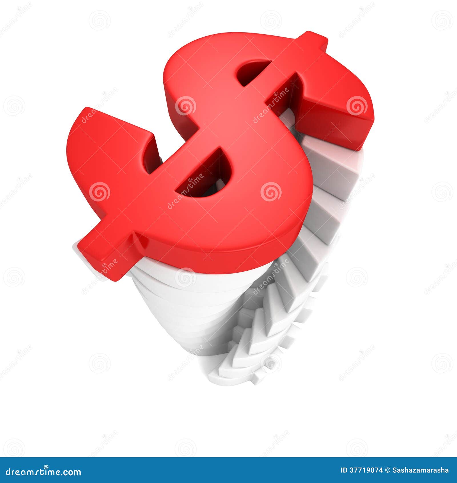 Big Red Dollar Currency Symbol on Top of White Stack Tower Stock ...