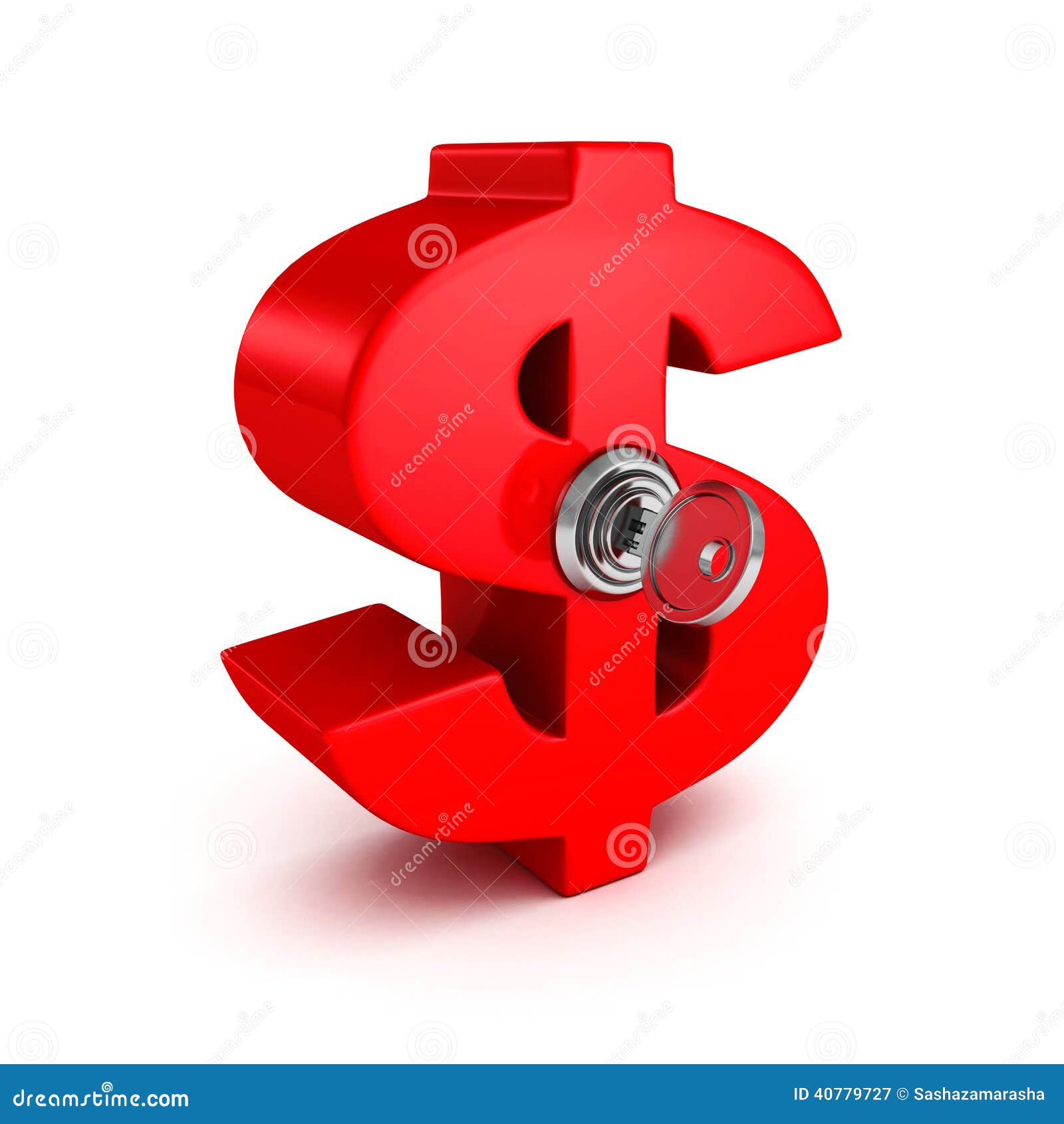 Big Red Dollar Symbol with Lock Key. Business Success Stock ...