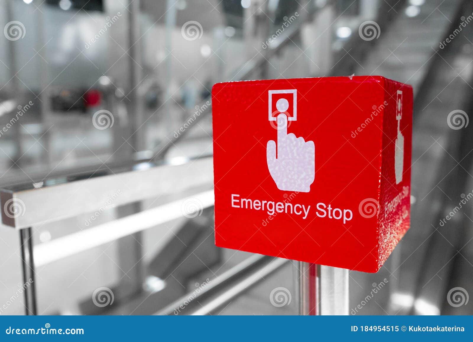 Big Red Escalator Emergency Stop Button Close Up Stock Image - Image of ...