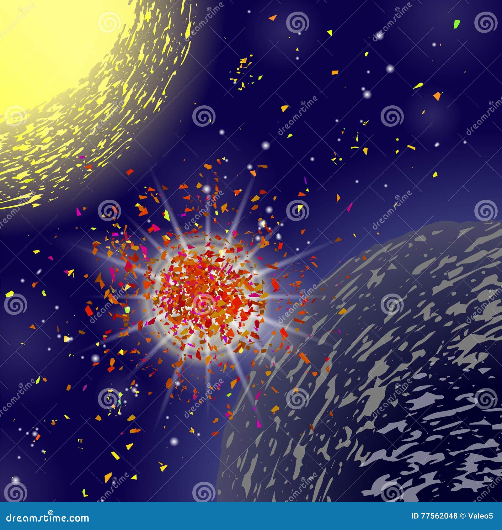 Big Red Explosion on Blue Space Background Stock Vector - Illustration ...