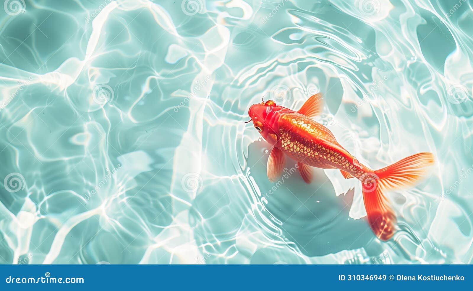 Big Red Fish on the Sparkling White Water. Beautiful Curves, Sunlight ...