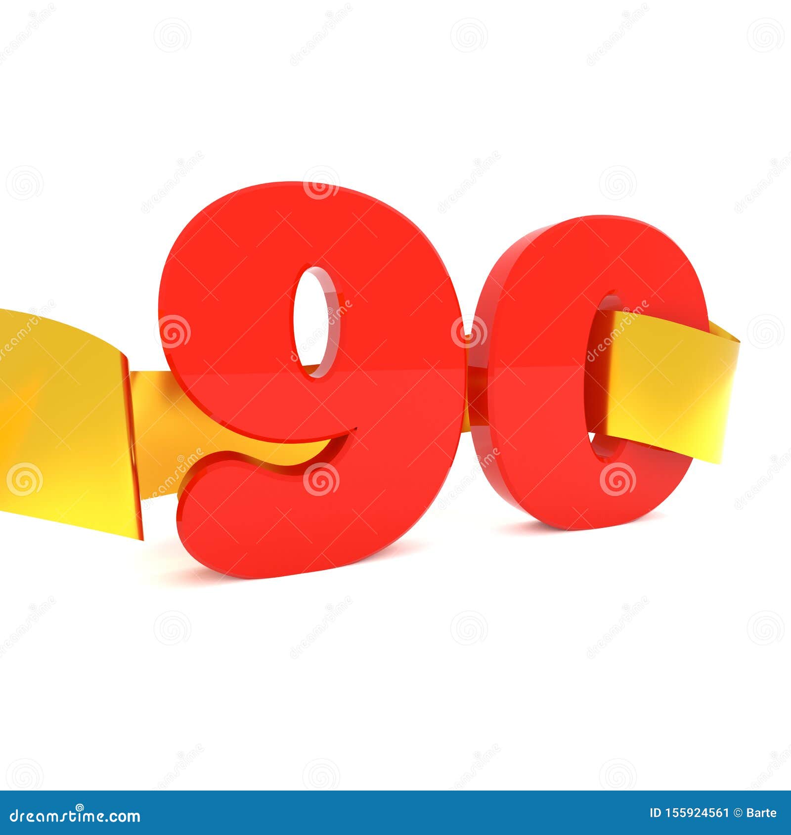 Red 90 with a Golden Ribbon Stock Illustration - Illustration of ...