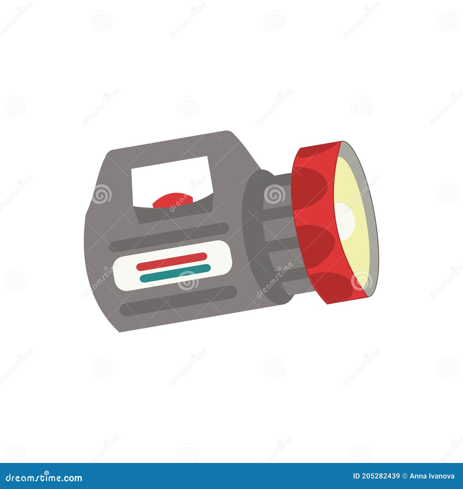 Big Red Grey Flashlight Flat Vector Illustration Stock Illustration ...