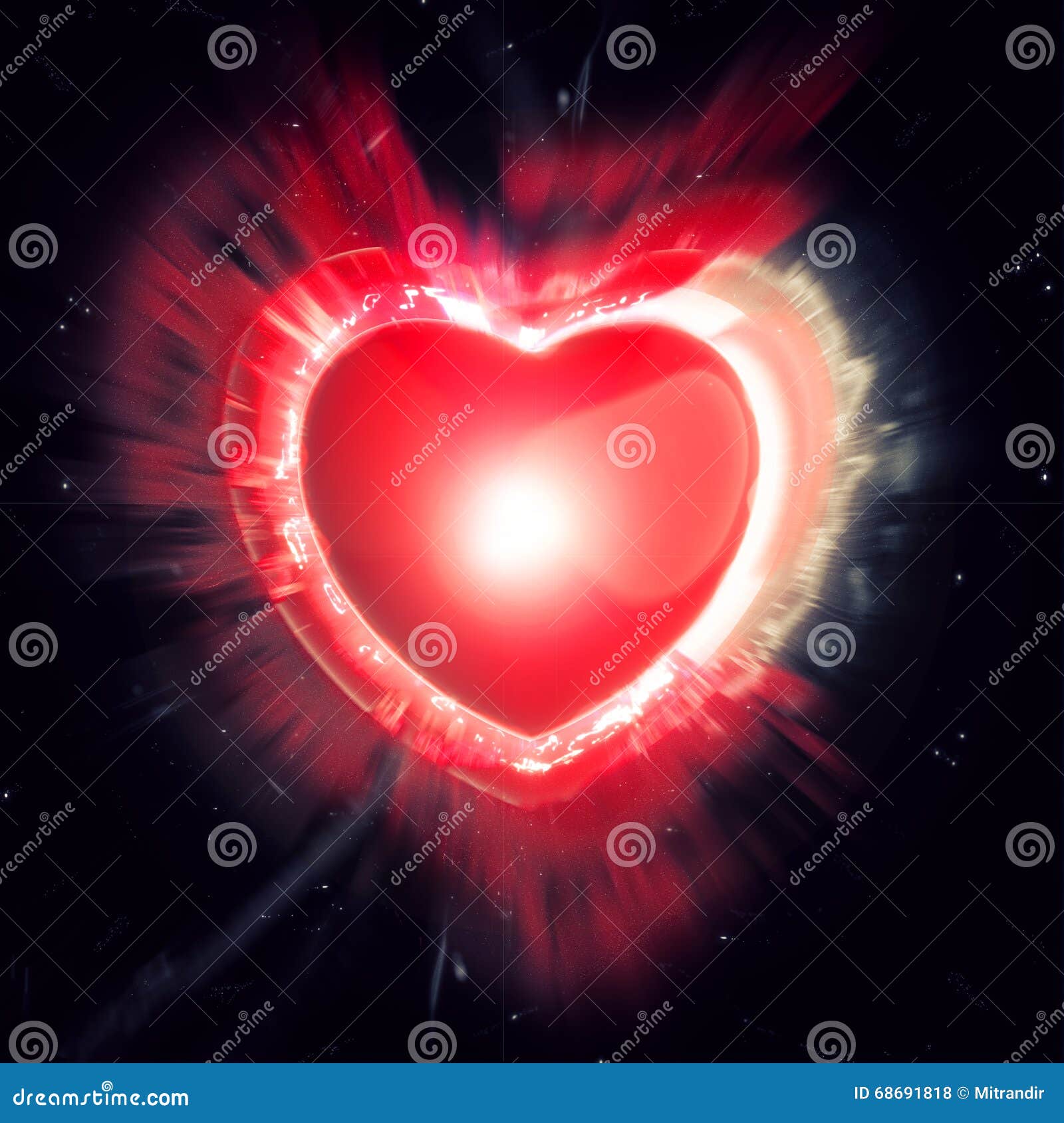 Big Red Heart - Light Burst Stock Illustration - Illustration of ...