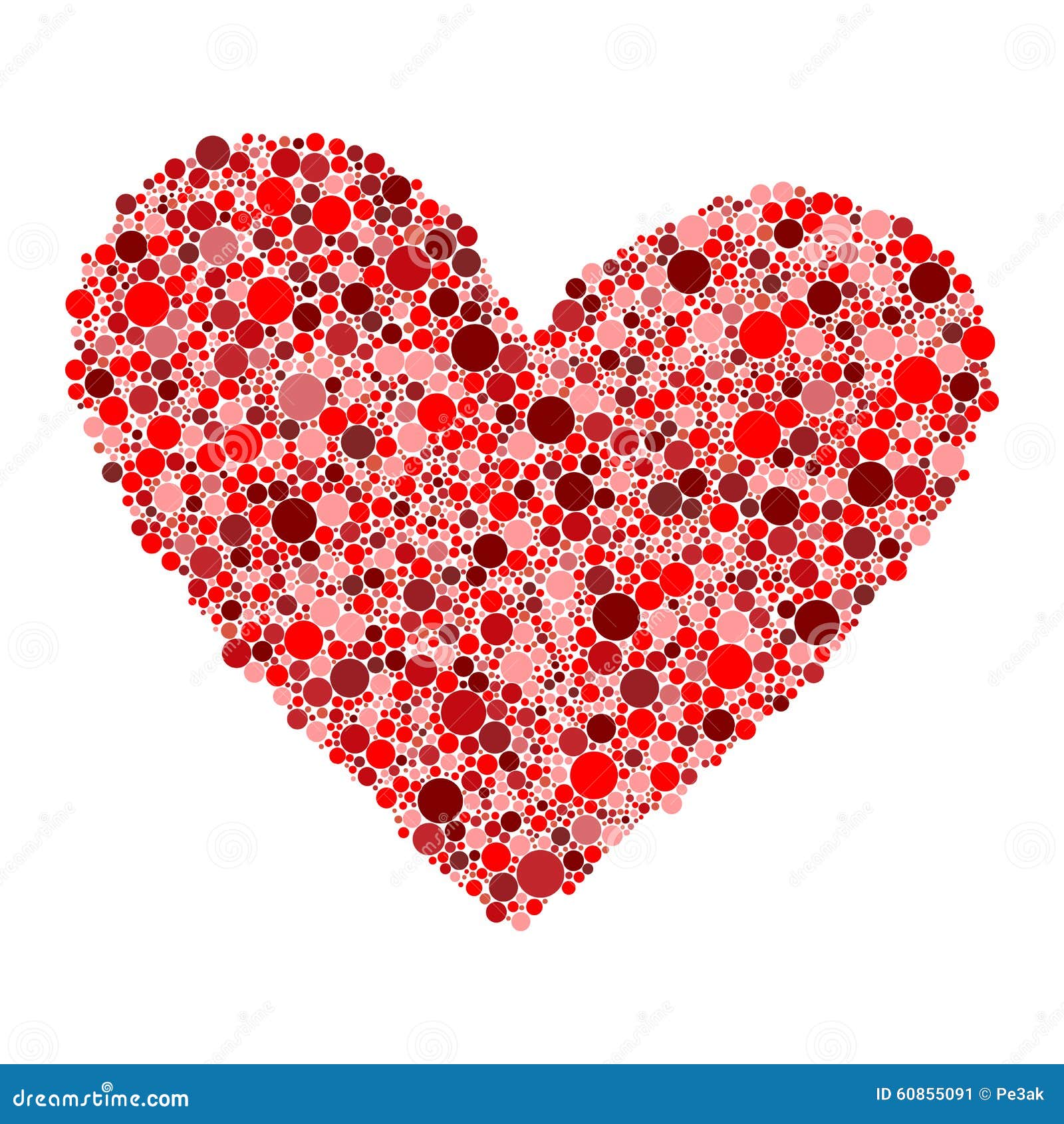 Big Red Heart Made From Small Circles On White Background Stock ...