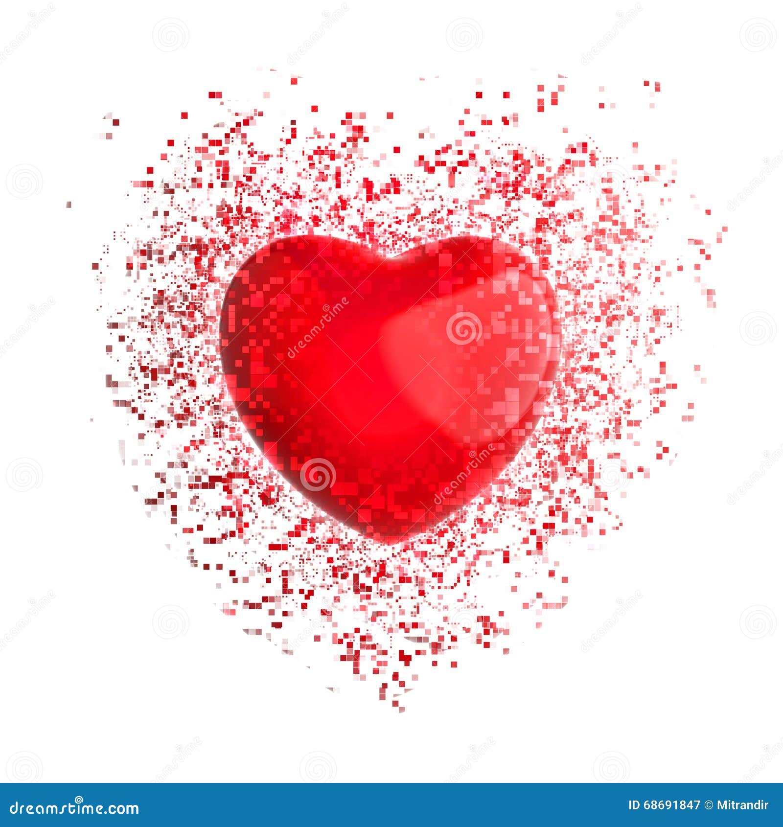 Big Red Heart - Pixel Explosion Stock Illustration - Illustration of ...