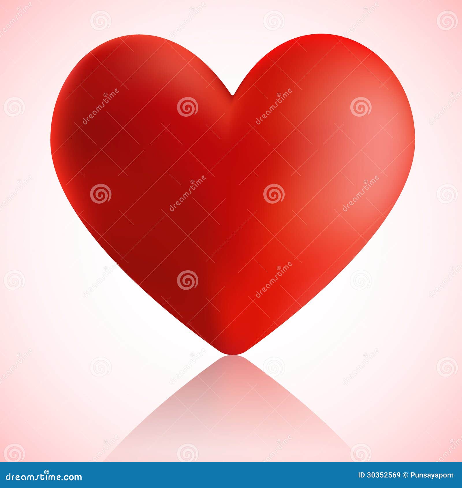 Big Red Heart with Reflection, Vector Illustration Stock Vector ...