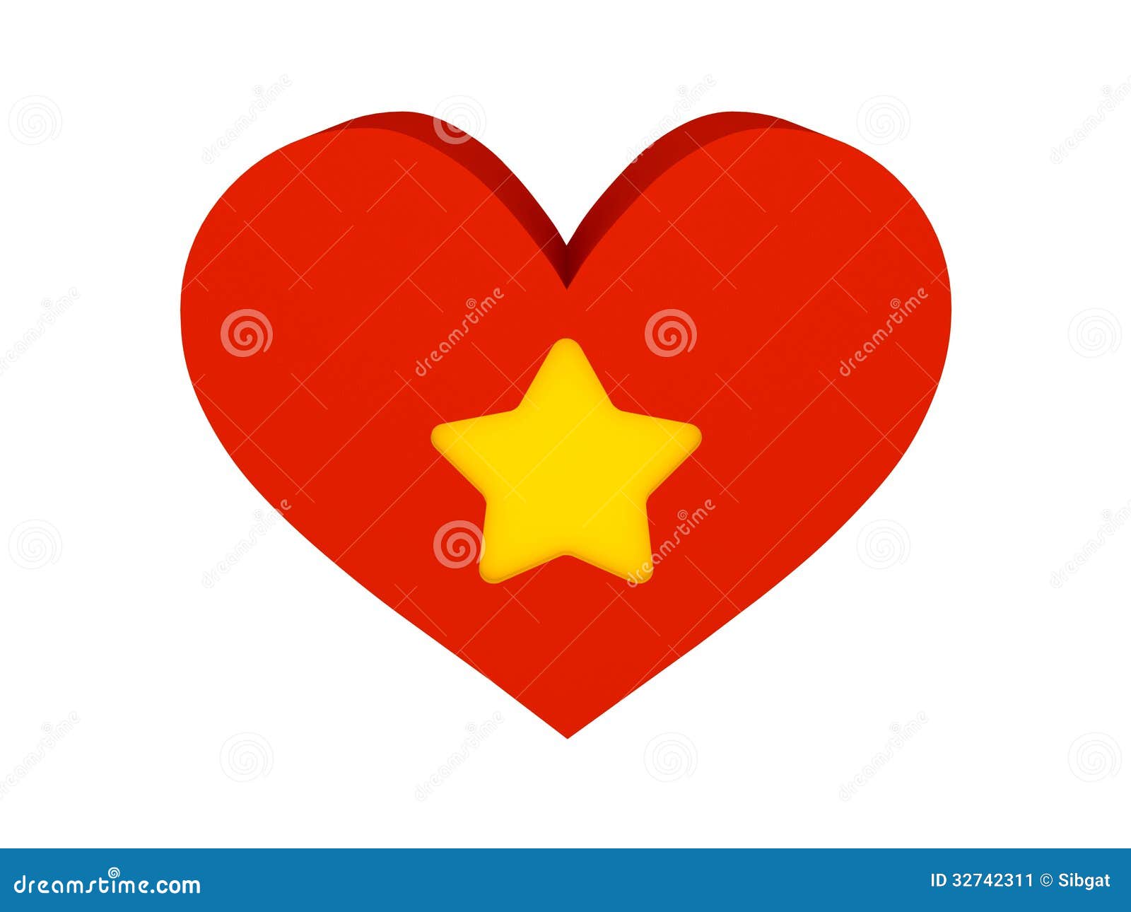 Big Red Heart with Star Symbol. Stock Illustration - Illustration of ...
