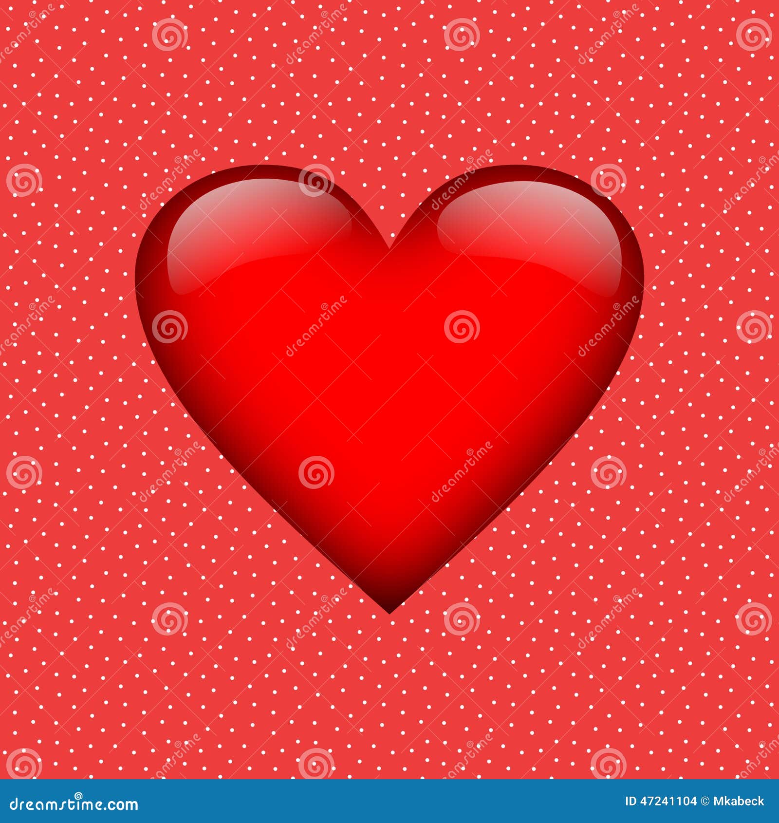 Big Red Heart on White Dotted Red Background Stock Illustration ...