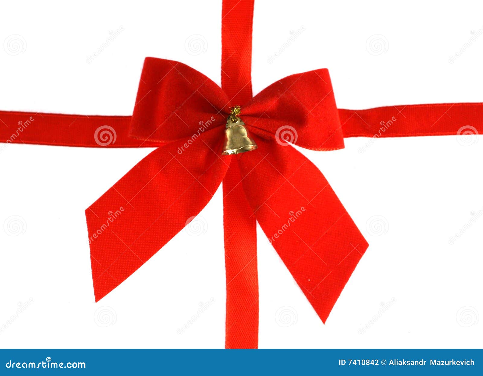 Big Red Holiday Bow with Bell Stock Photo - Image of gift, decorative ...