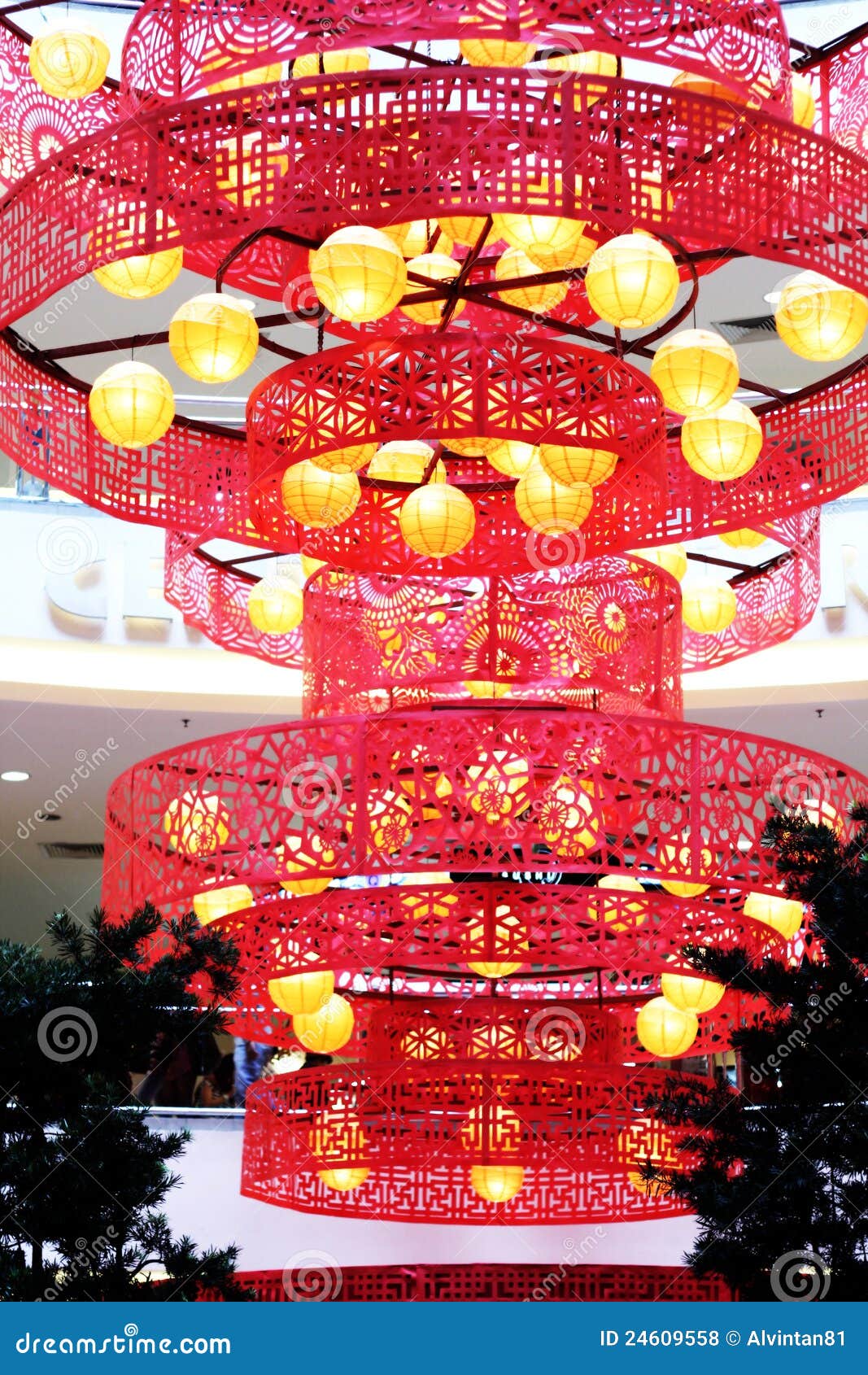 Big red lantern stock photo. Image of interior, indoor - 24609558