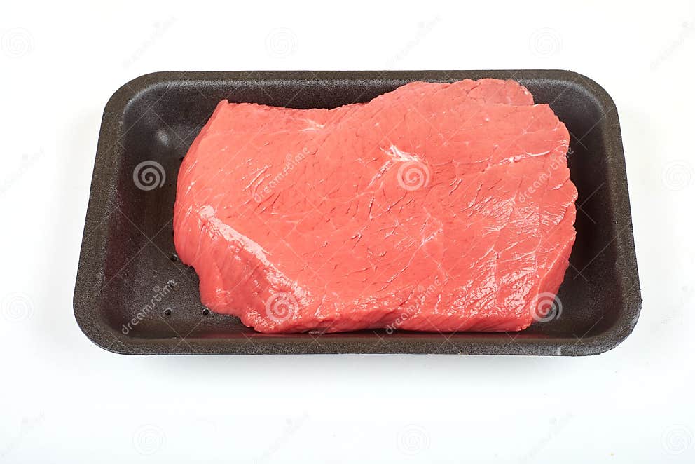 Big Red Meat in Package, on White Background Stock Photo - Image of ...
