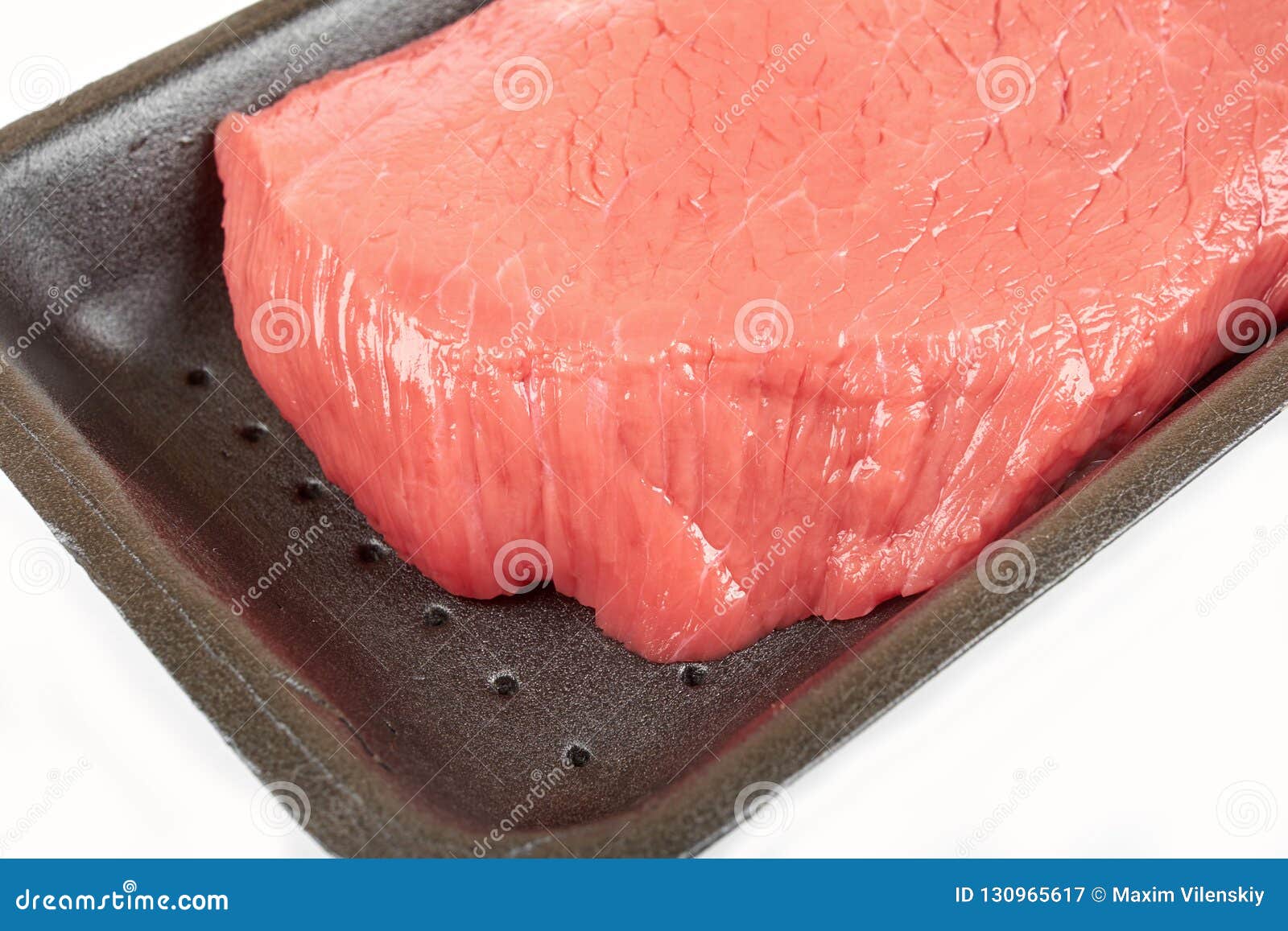 Big Red Meat in Package, on White Background Stock Image - Image of ...