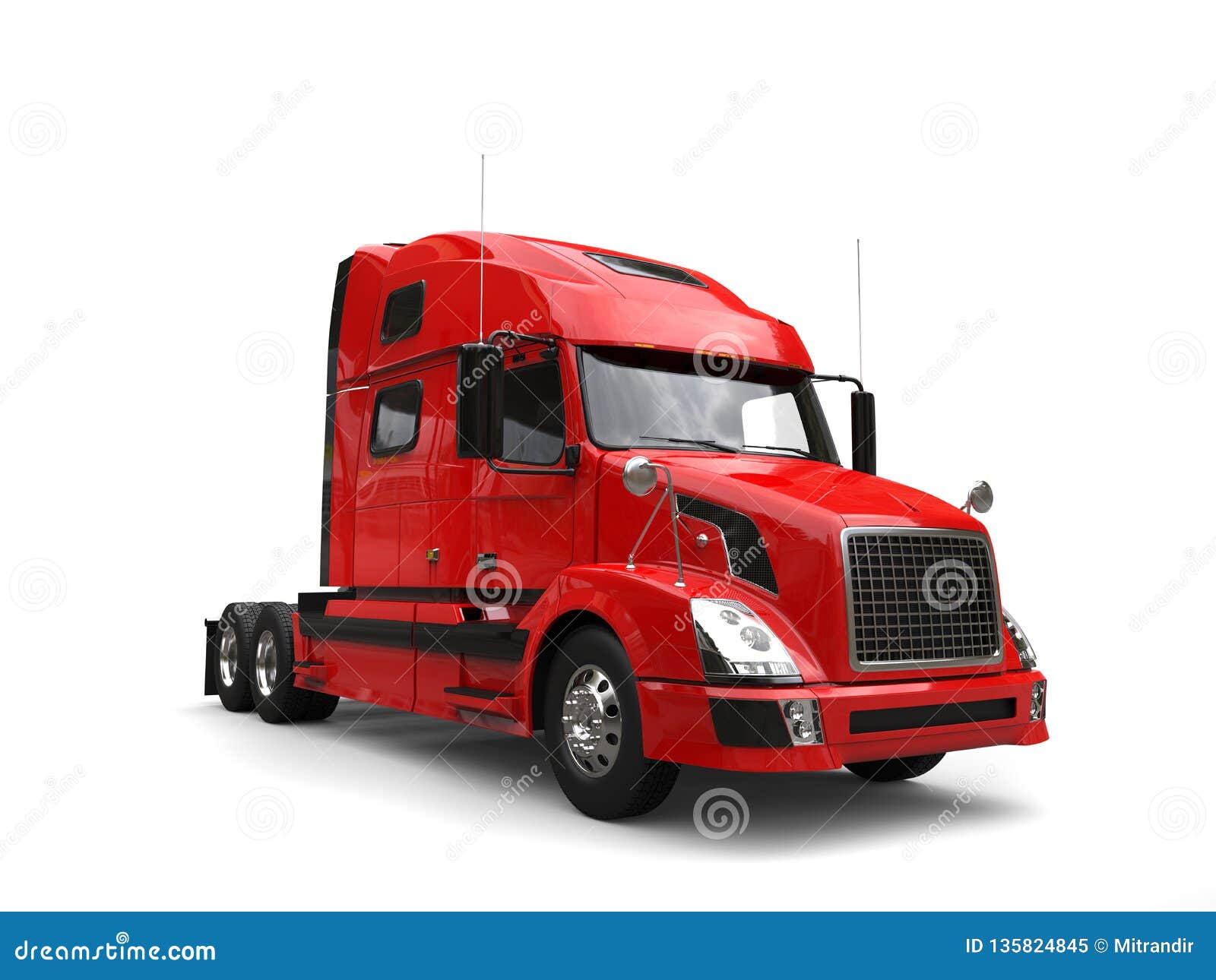 Big Red Modern Semi - Trailer Truck Stock Image - Image of semitrailer ...