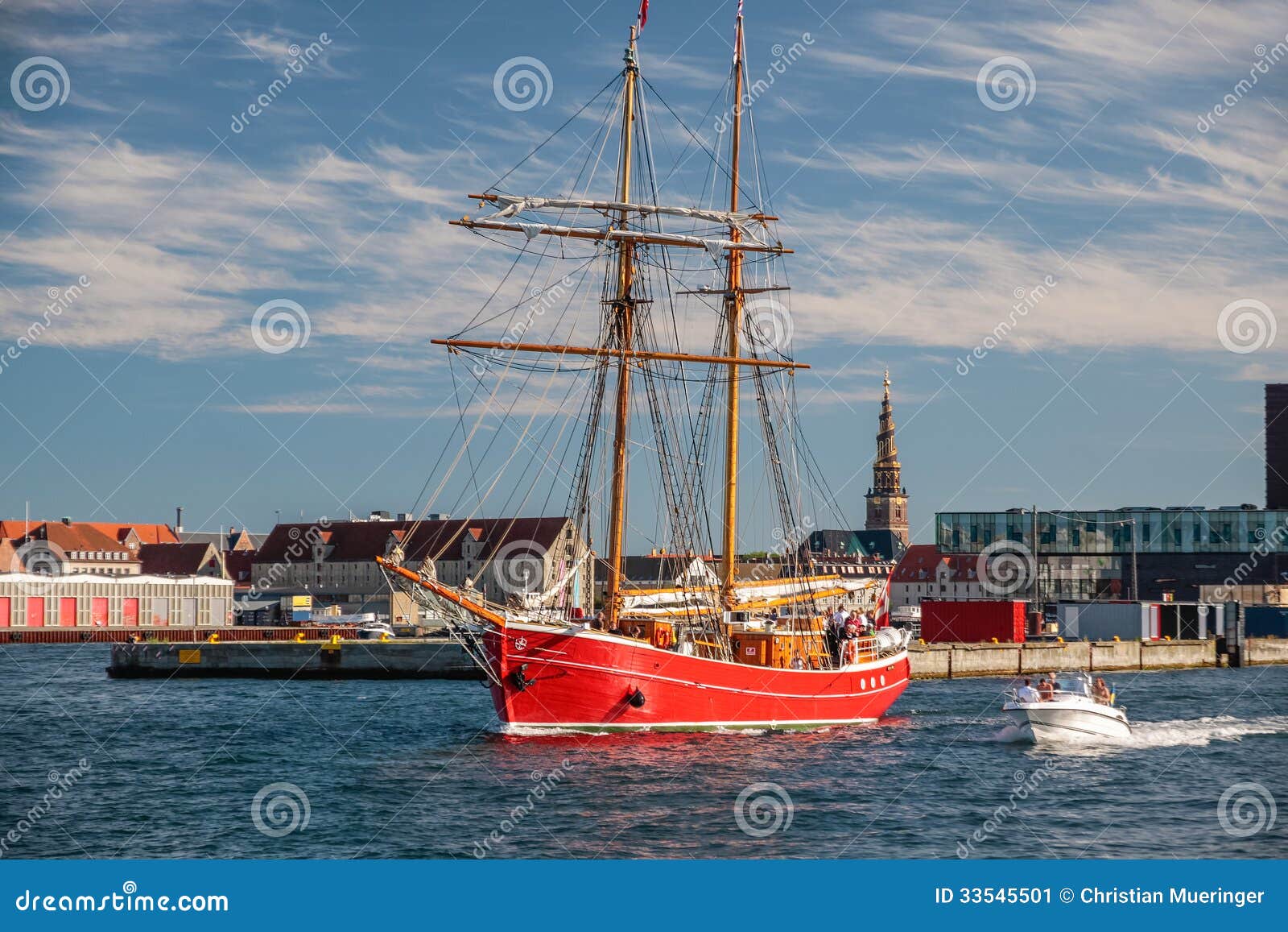 Big Red Old Sailing Ship in Amaliehaven Editorial Photo - Image of boat ...