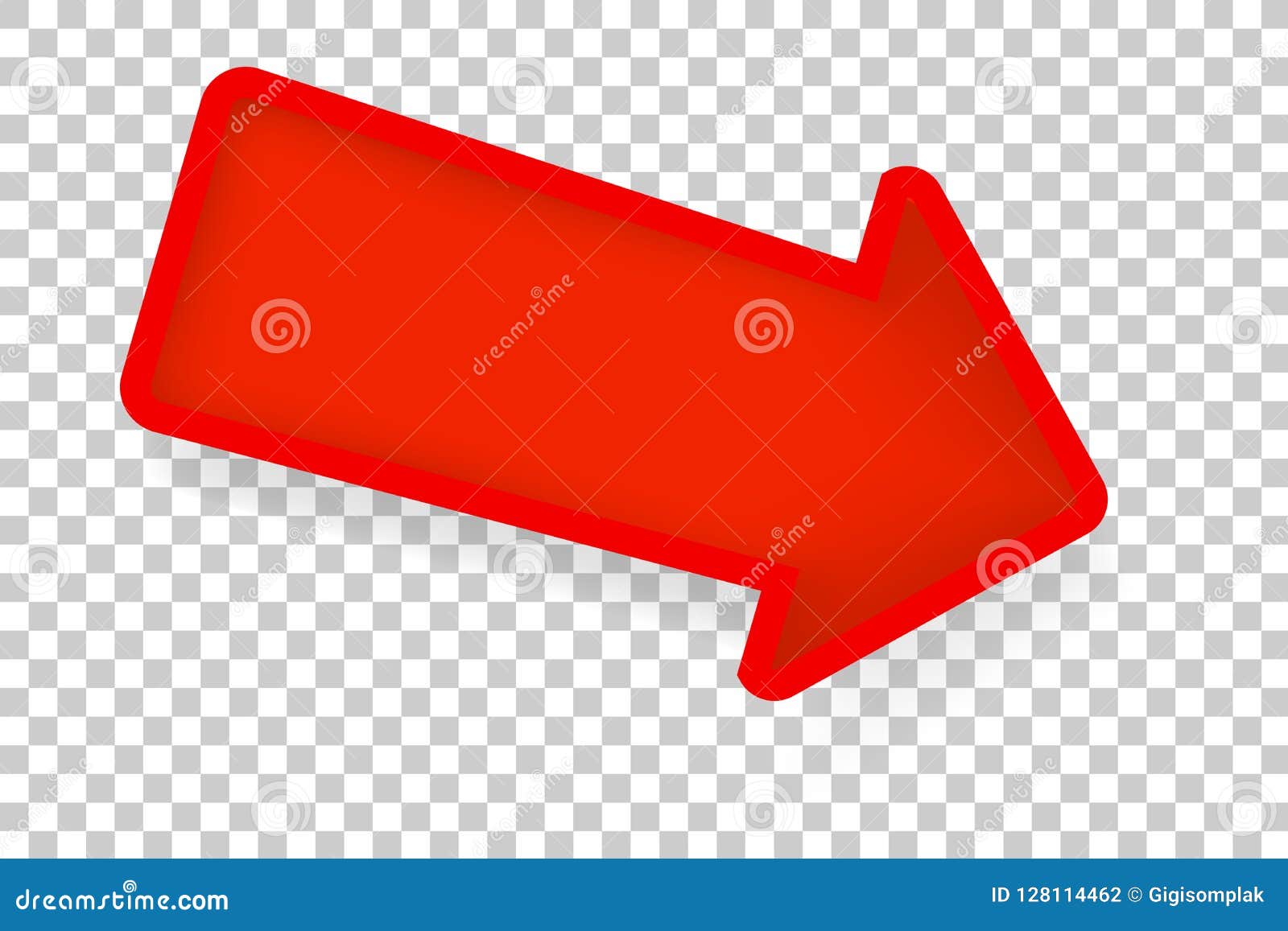 Big Red Paper Cut Syle Arrow With Soft Shadow At Transparent Effect ...