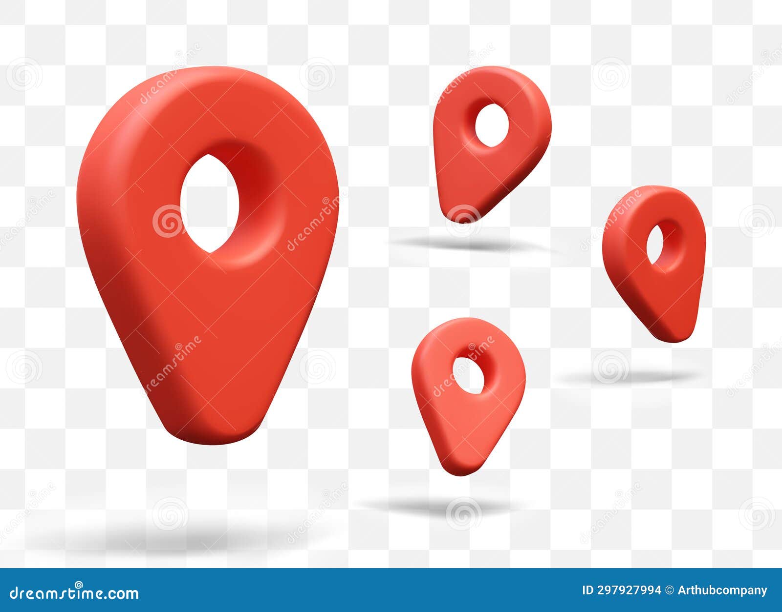 Big Red Pin and Small in Different Positions in Realistic Style with ...