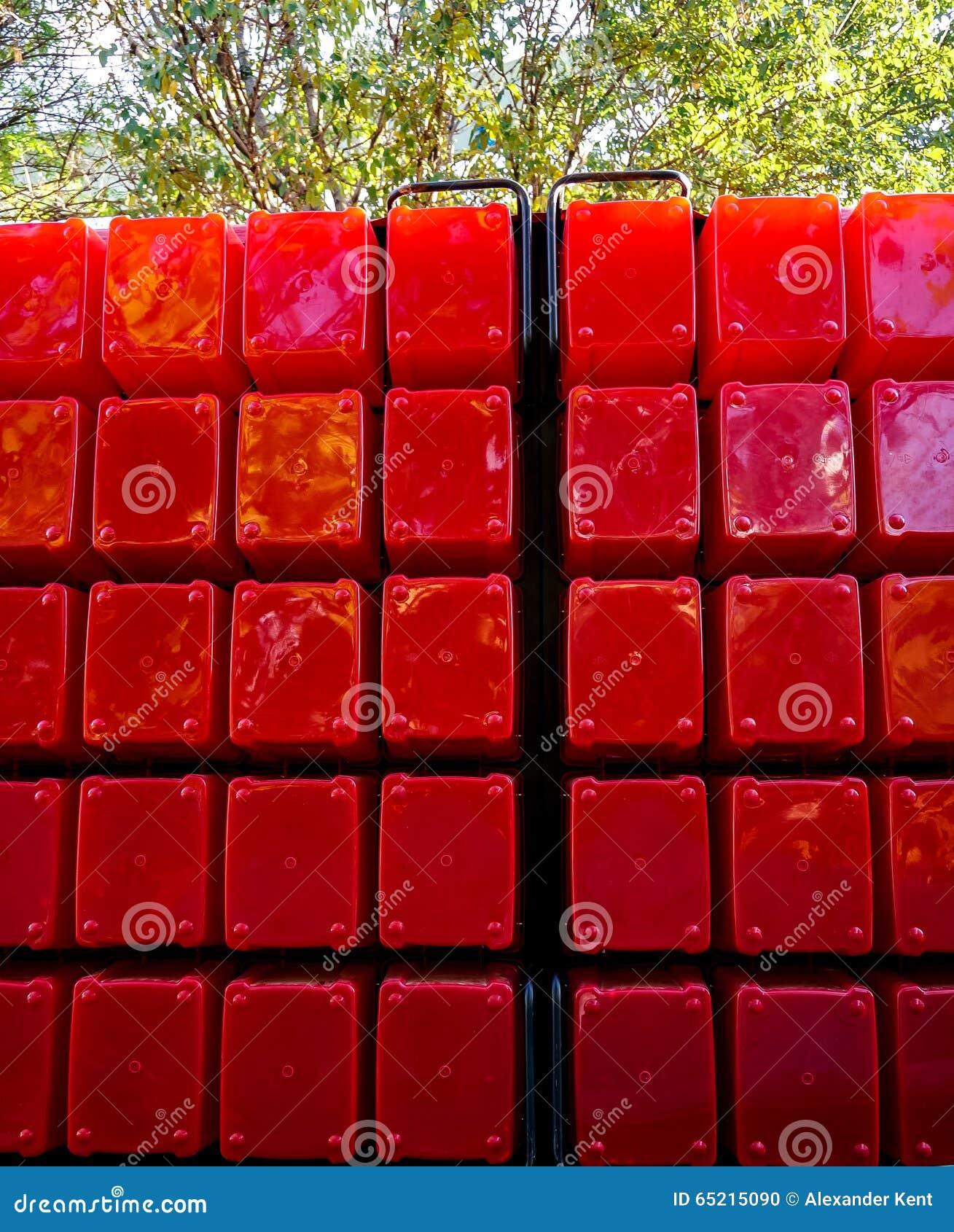 Big Red Plastic Cubes Stacked in Order Stock Photo - Image of medellin ...
