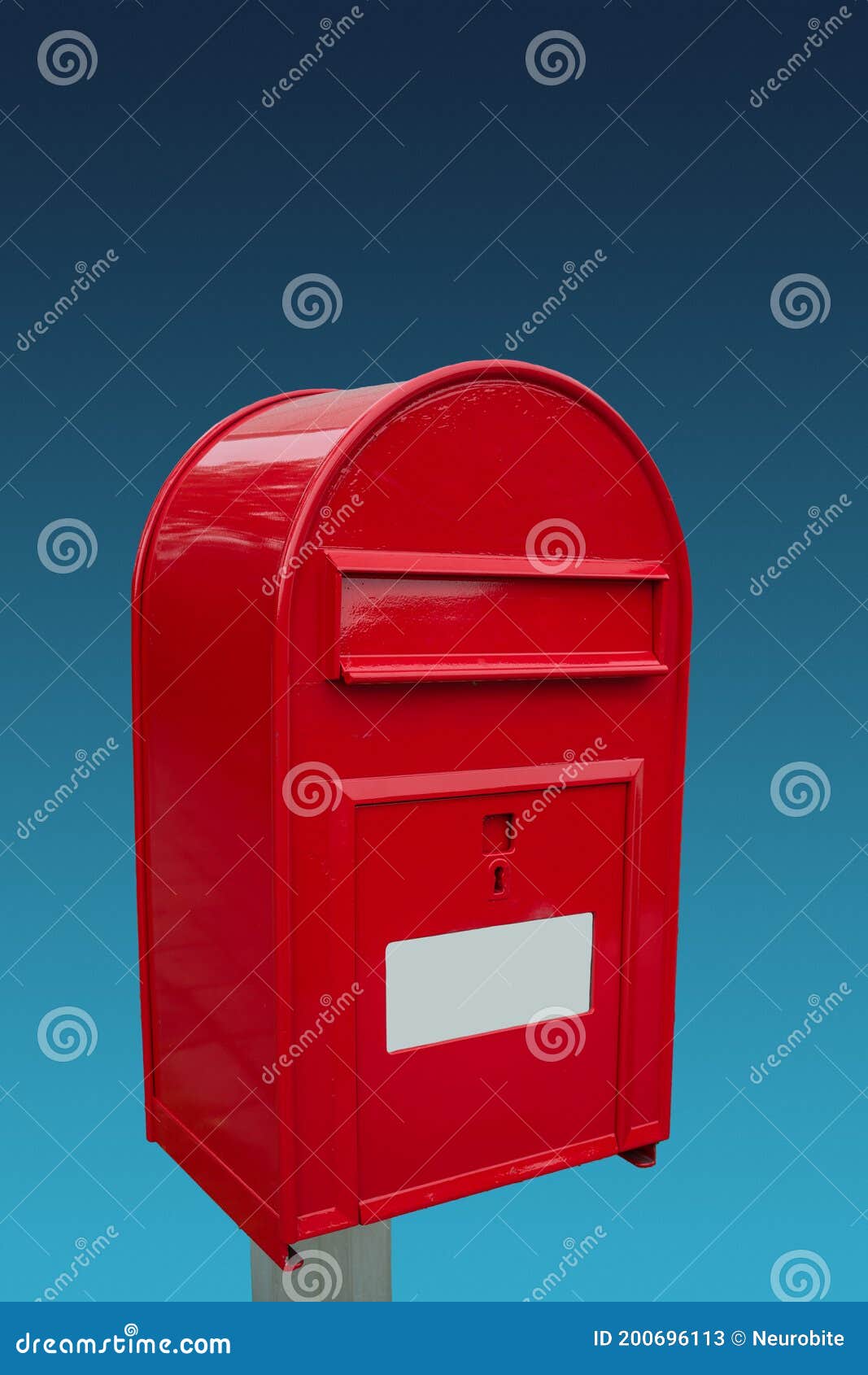 Big Red Postbox with White Empty Note Space for Address at Gradient ...