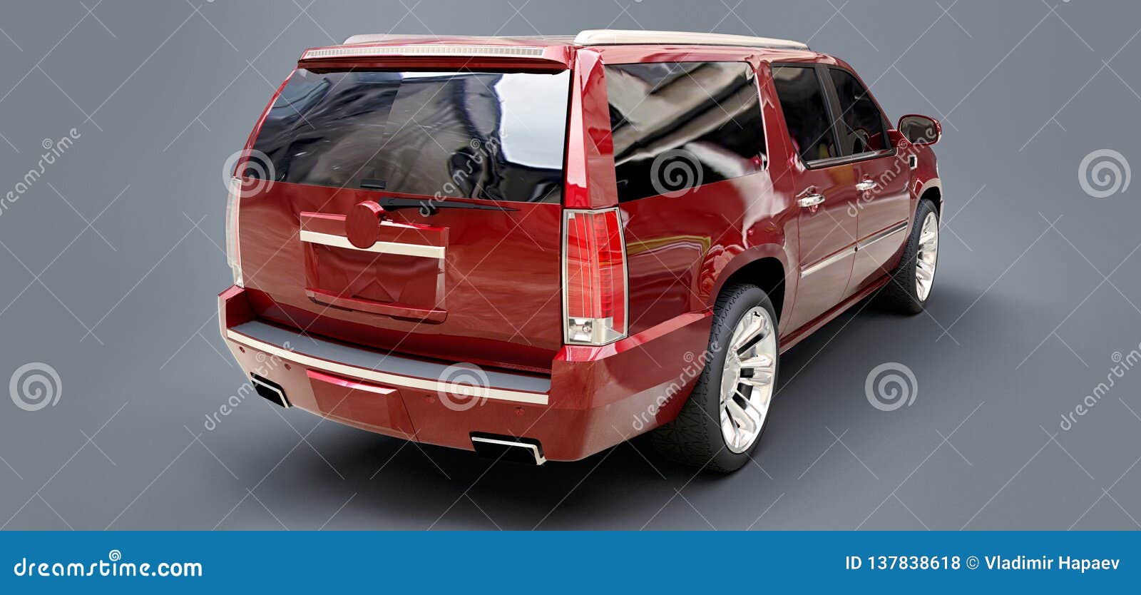 Big Red Premium SUV on a Gray Background. 3d Rendering. Stock ...