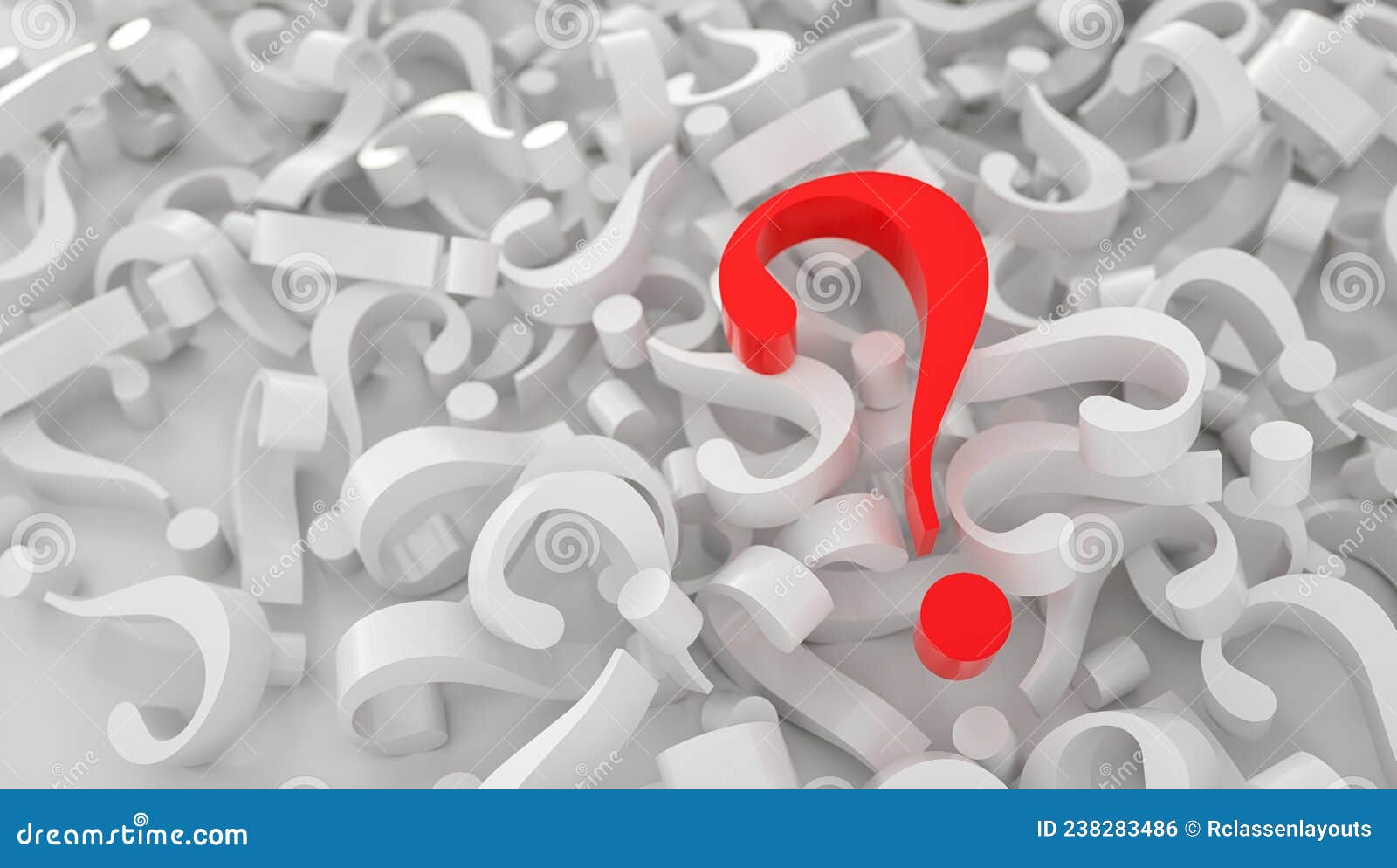 Big Red Question Mark on Heap of Question Marks, FAQ Concept Image - 3D ...