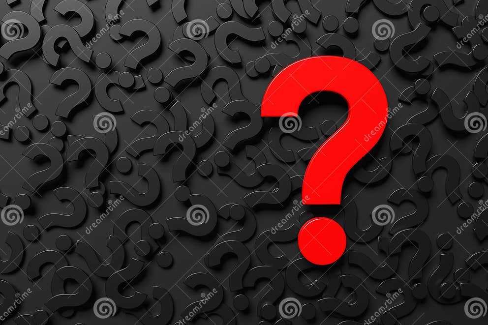 Big Red Question Mark Symbol on Black Background of Many Question Marks Stock Illustration ...
