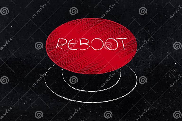Big Red Reboot Button Illustration Stock Illustration - Illustration of ...