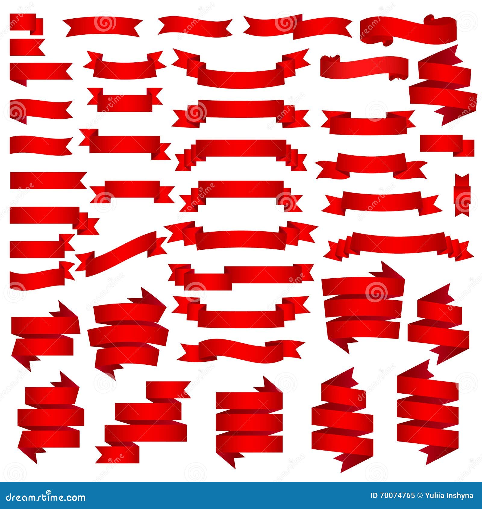 Big Red Ribbons Set stock vector. Illustration of shop - 70074765