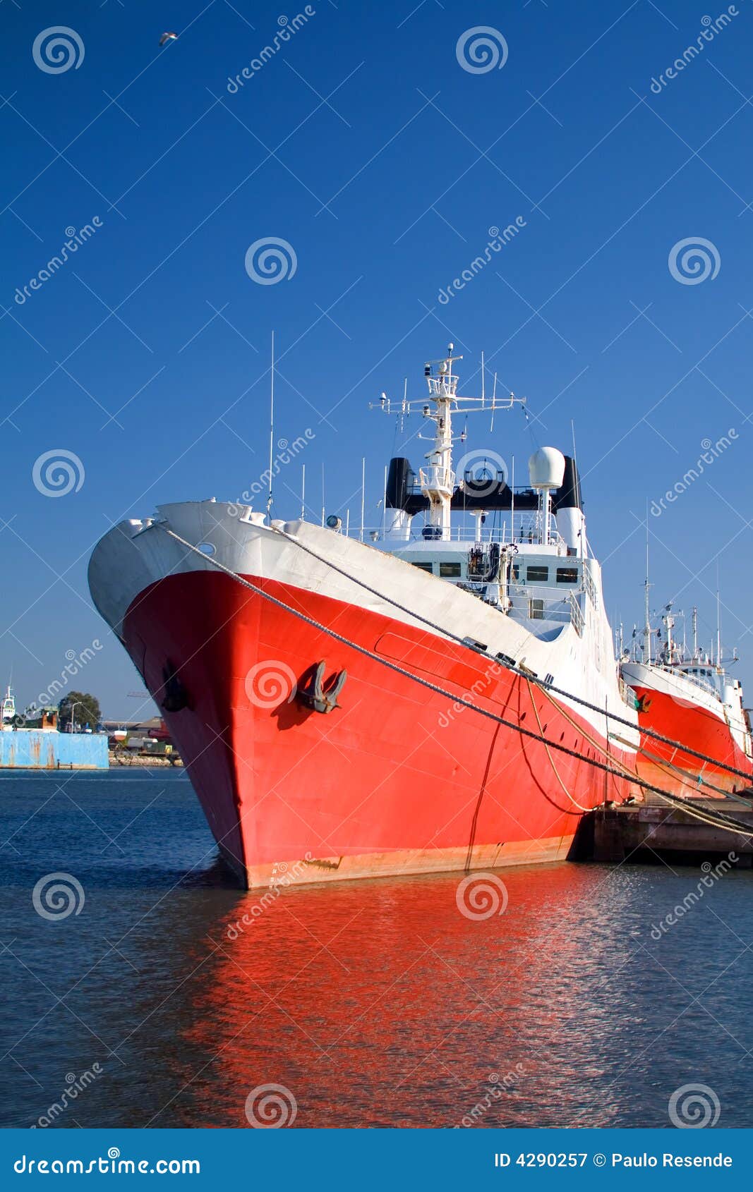 Big red ship stock image. Image of unloading, ship, ocean - 4290257